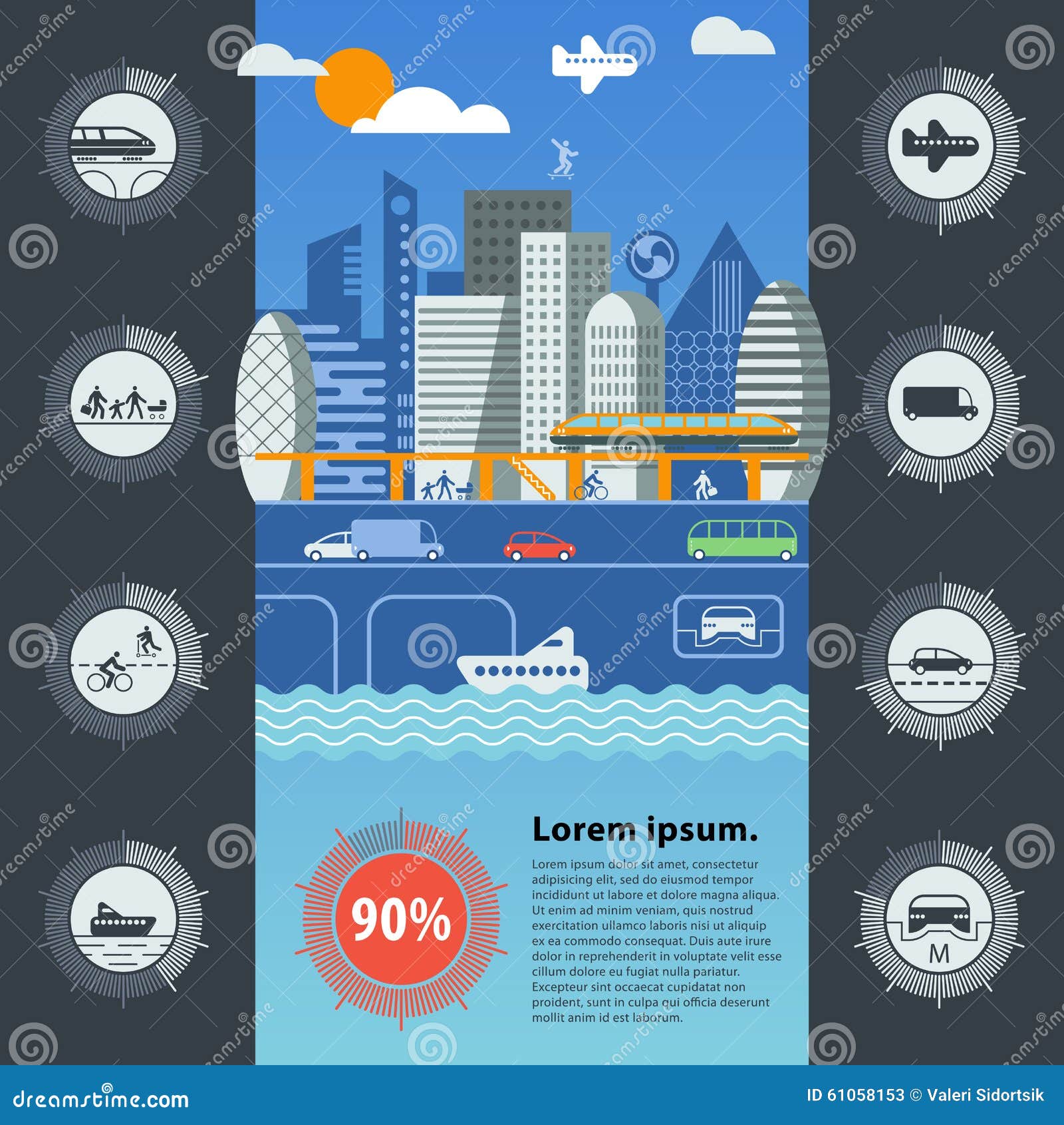 City traffic infographics stock vector. Illustration of skate - 61058153