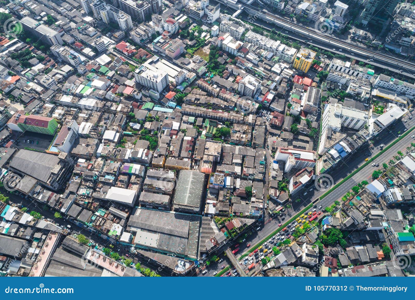 City Traffic with Modern Building Top View Stock Photo - Image of high ...