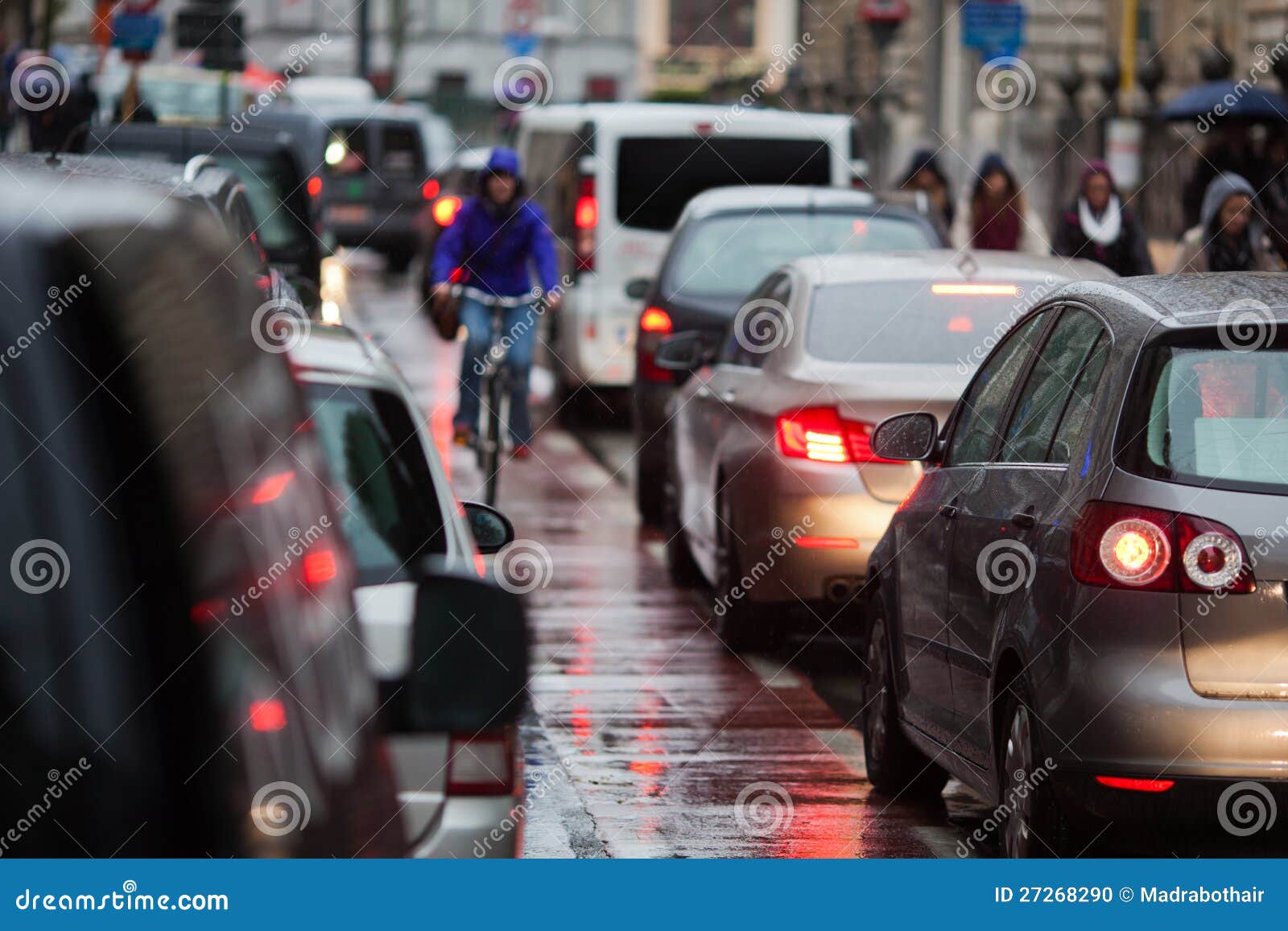 City Traffic on a Rainy Day Stock Photo - Image of rainy, bicycle: 27268290