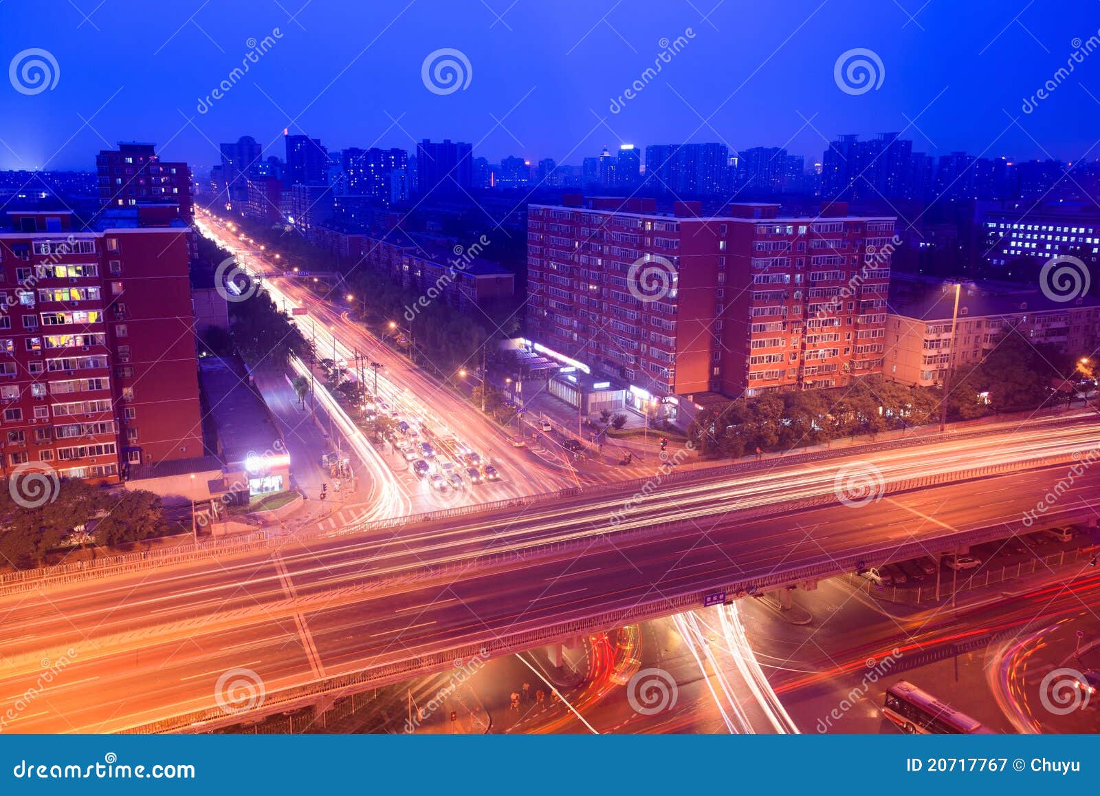City Traffic on the Viaduct at Night Stock Image - Image of road ...