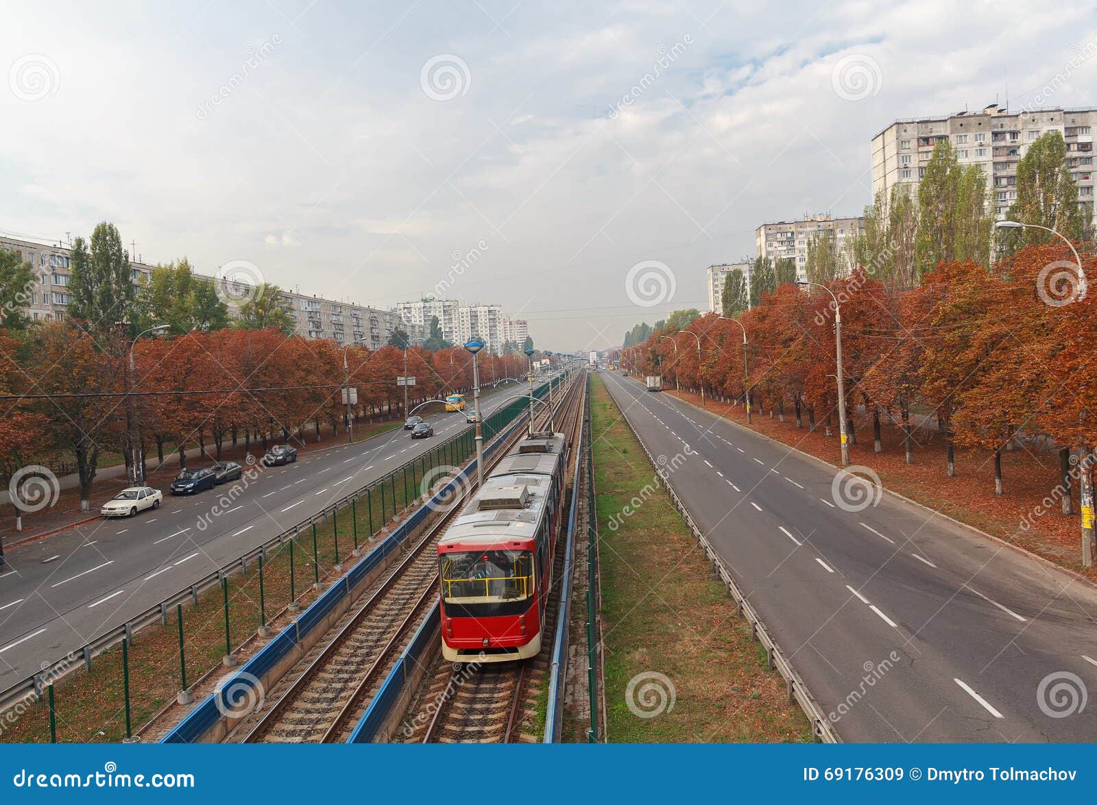 City Tram and Road from Top View Stock Image - Image of station, modern ...