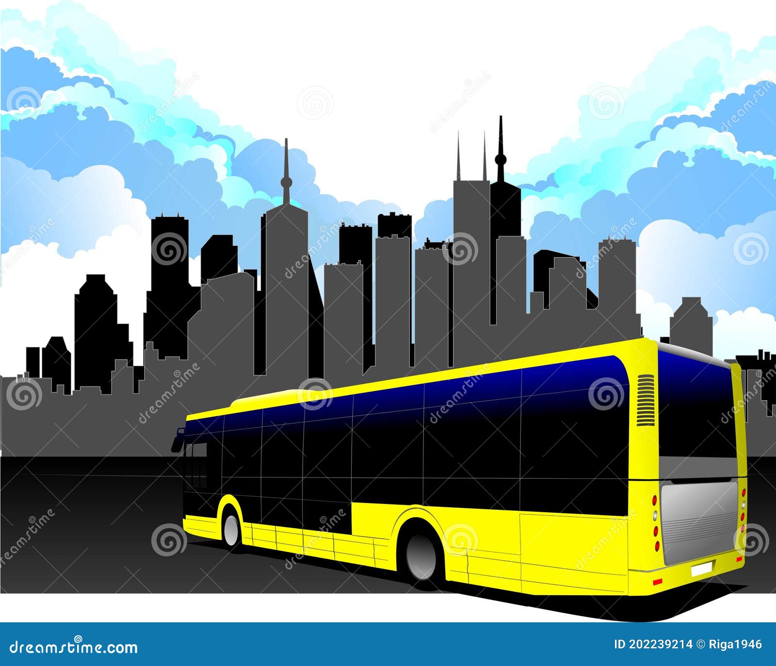 City Transport on City Background. Stock Vector - Illustration of ...