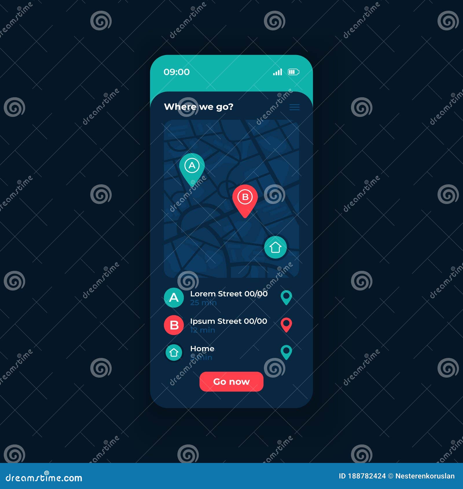 City Transport Navigation App Smartphone Interface Vector Template ...