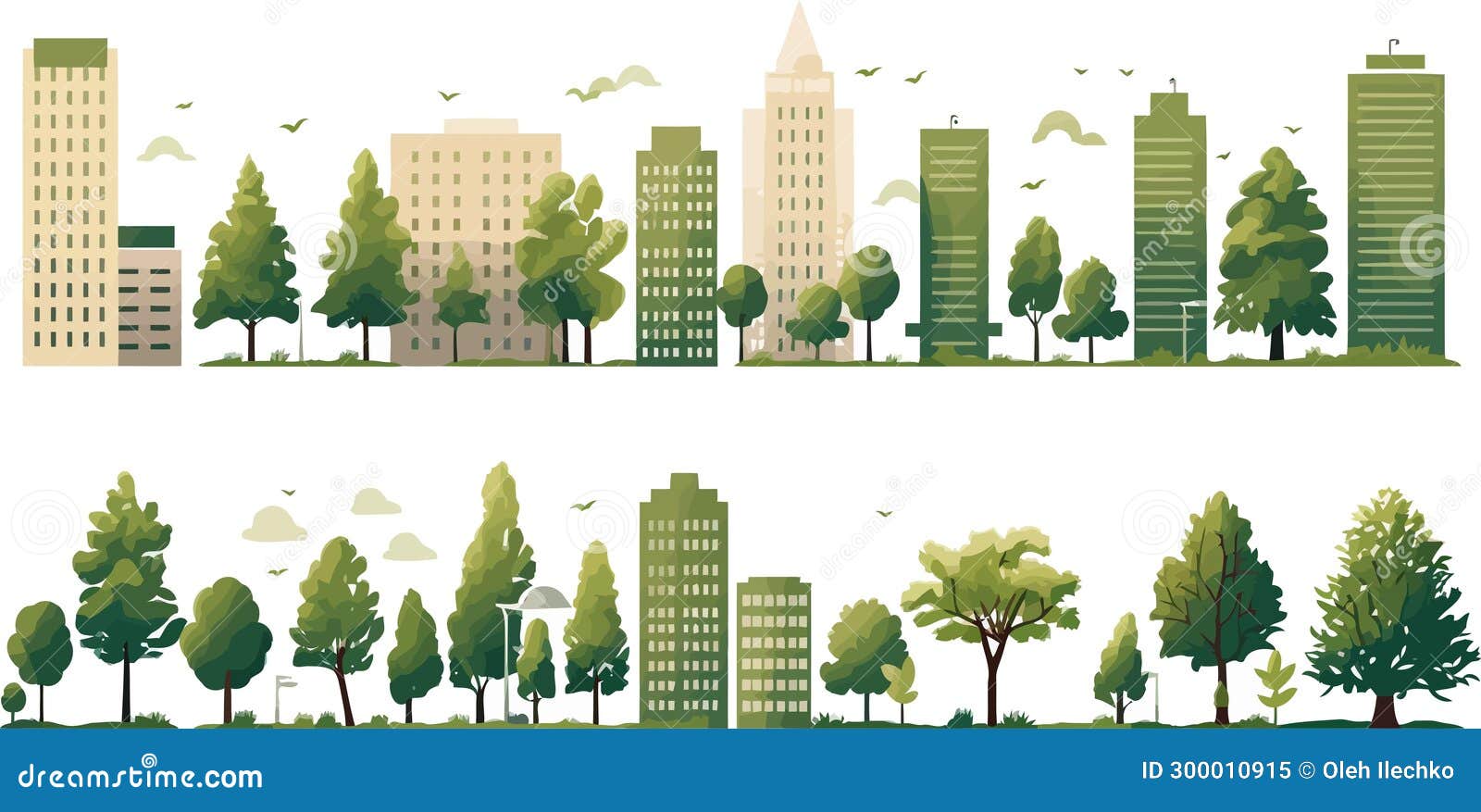 City Trees Set Isolated Vector Style Illustration Stock Vector ...