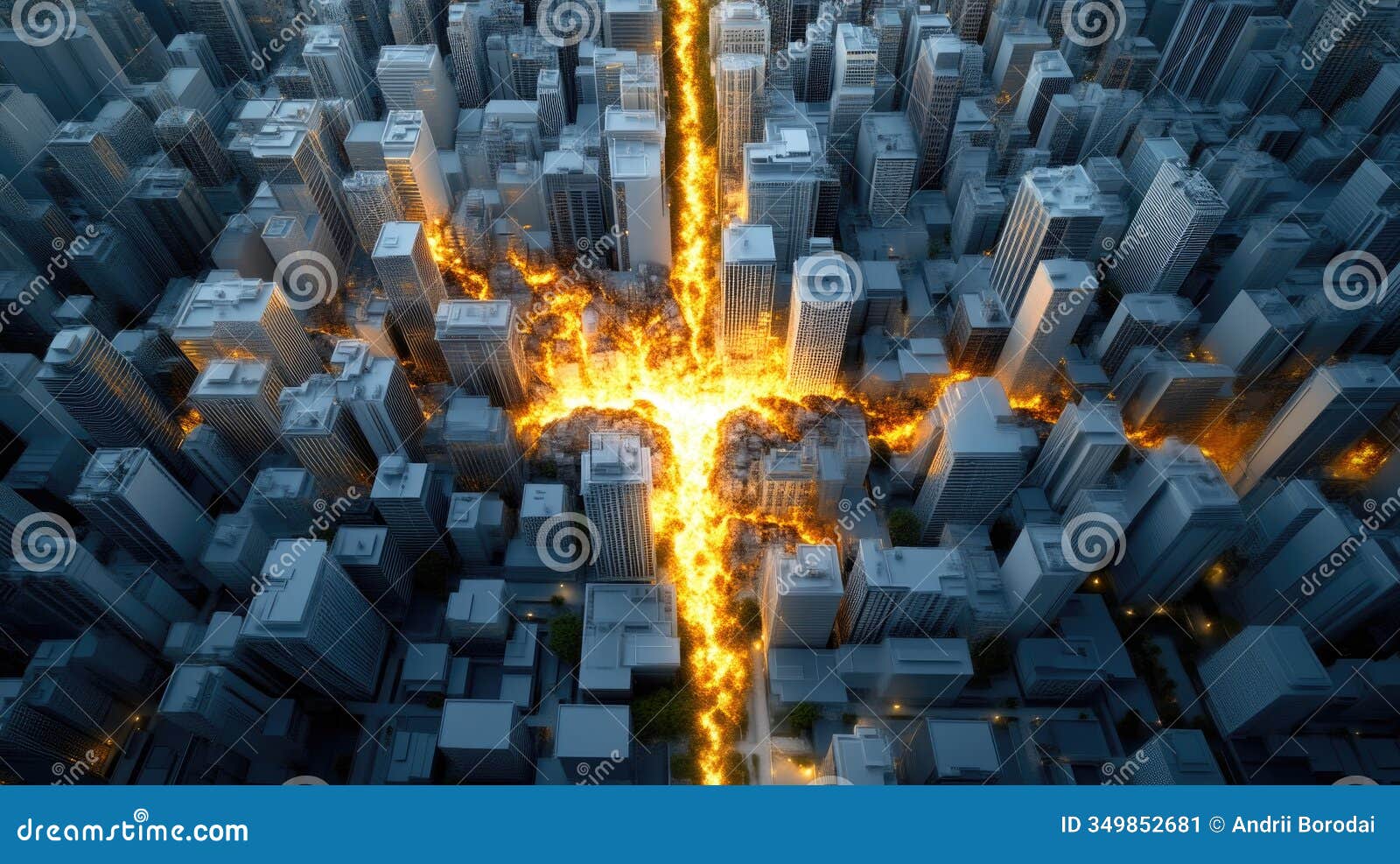 City Under Stress from Tectonic Shift. Stock Illustration ...