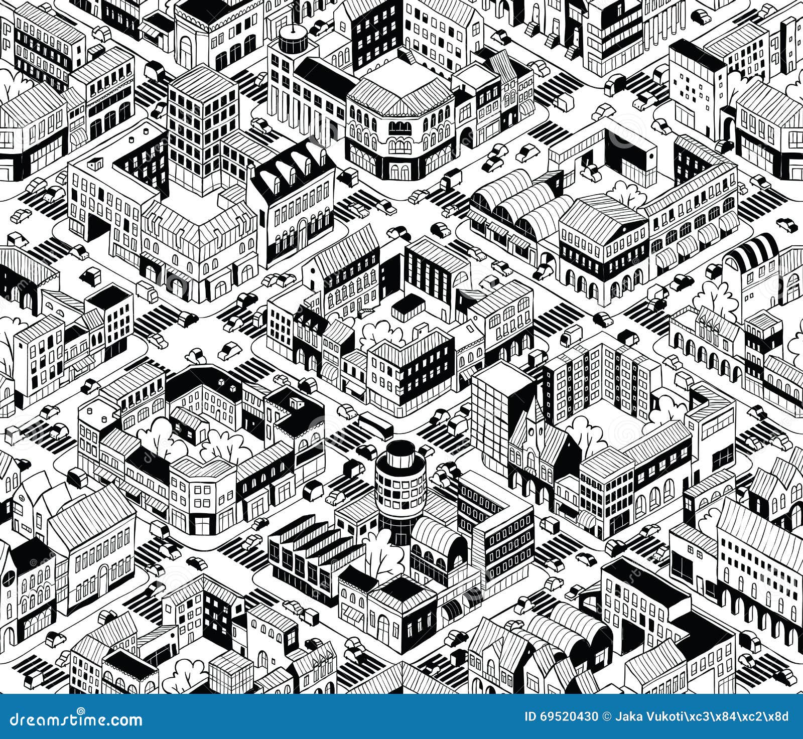City Urban Blocks Isometric Seamless Pattern - Medium Stock Vector ...