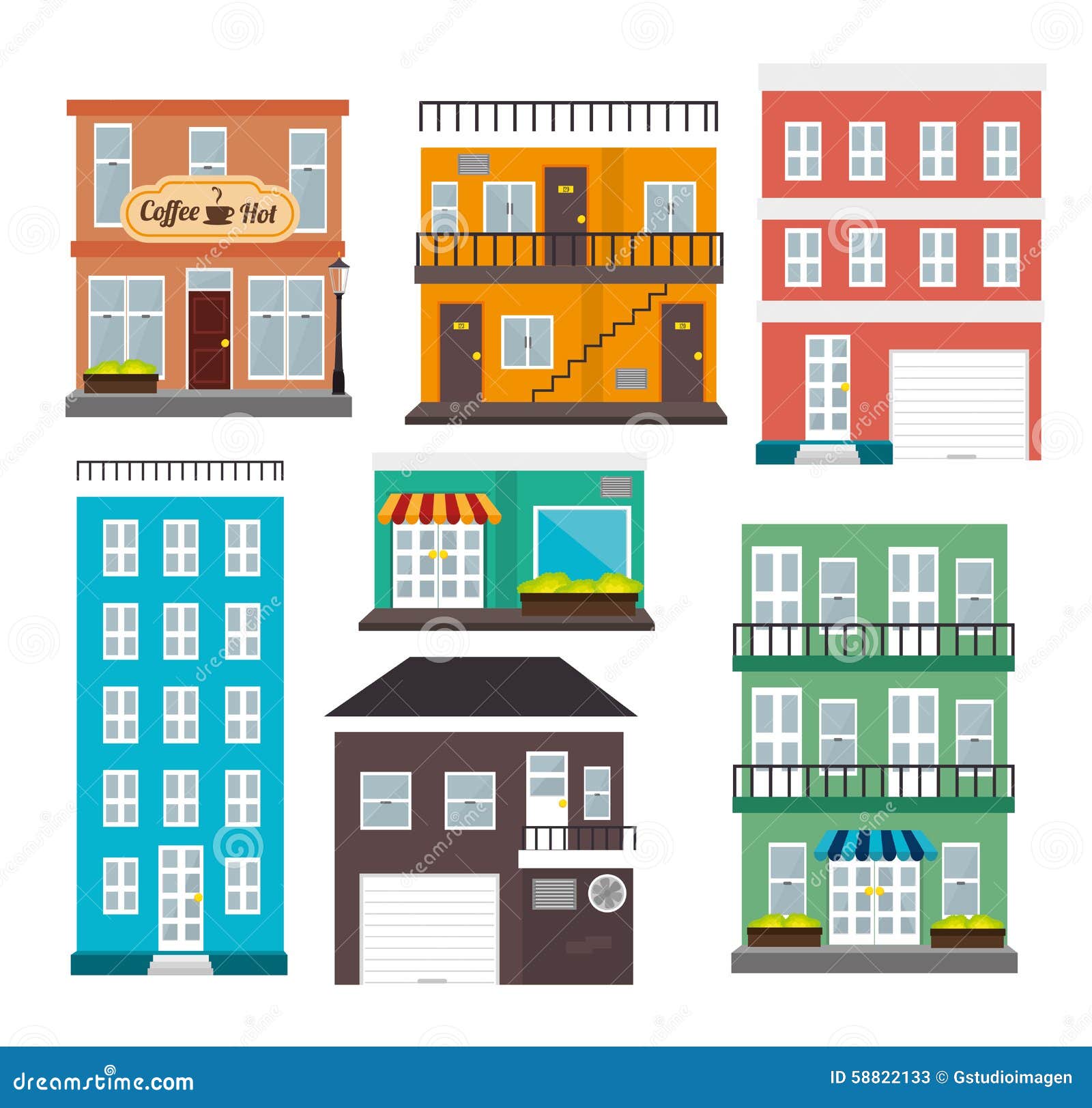 City urban design. stock vector. Illustration of house - 58822133