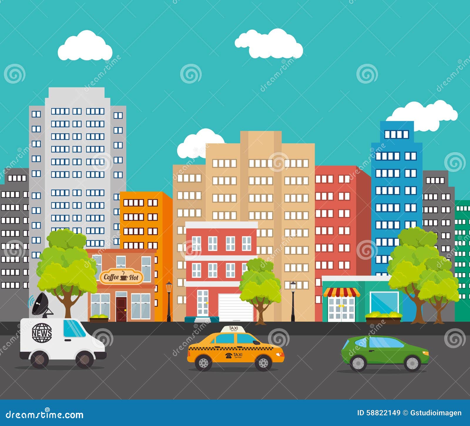 City urban design. stock vector. Illustration of urbanization - 58822149