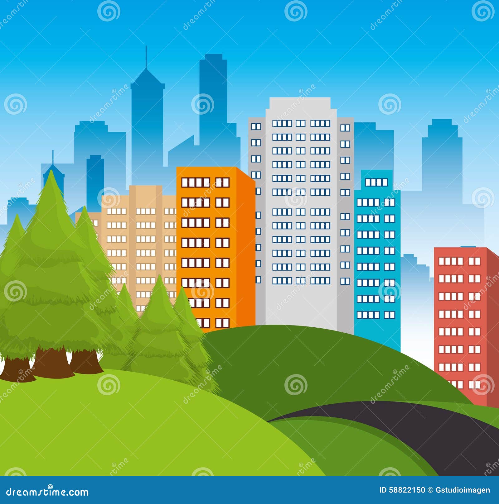 City urban design. stock vector. Illustration of modern - 58822150