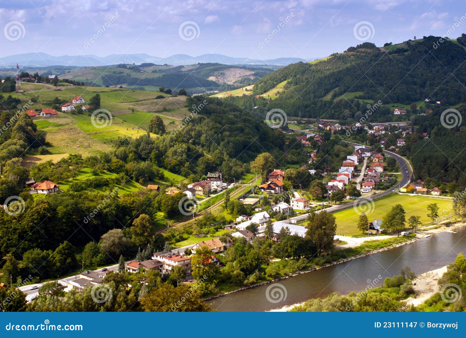 City in valley stock image. Image of interest, little - 23111147