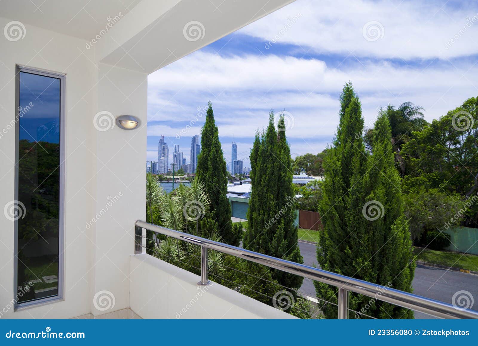 City view from balcony stock photo. Image of trees, white - 23356080