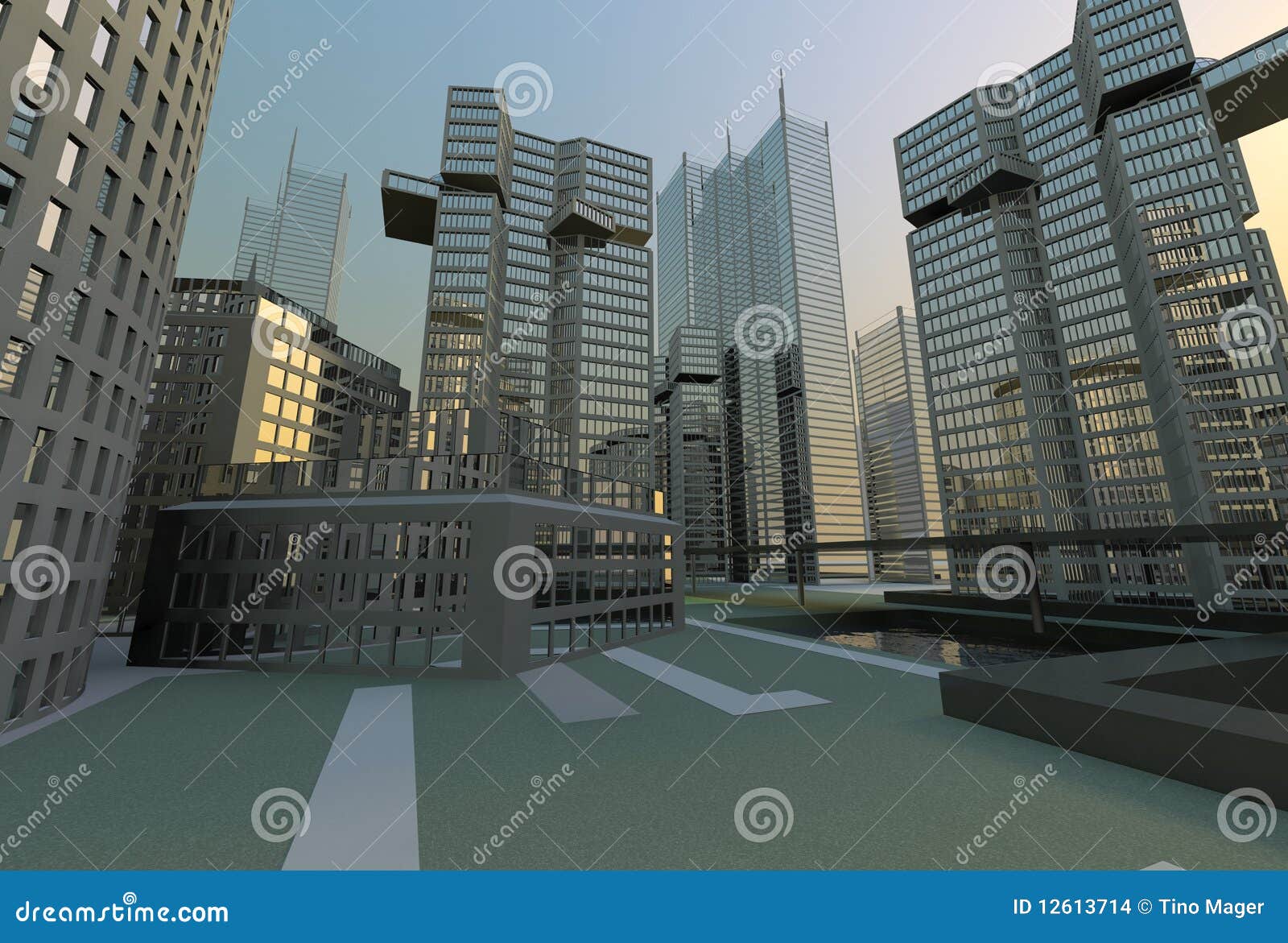 City View, Big City Skyline Stock Illustration - Illustration of ...