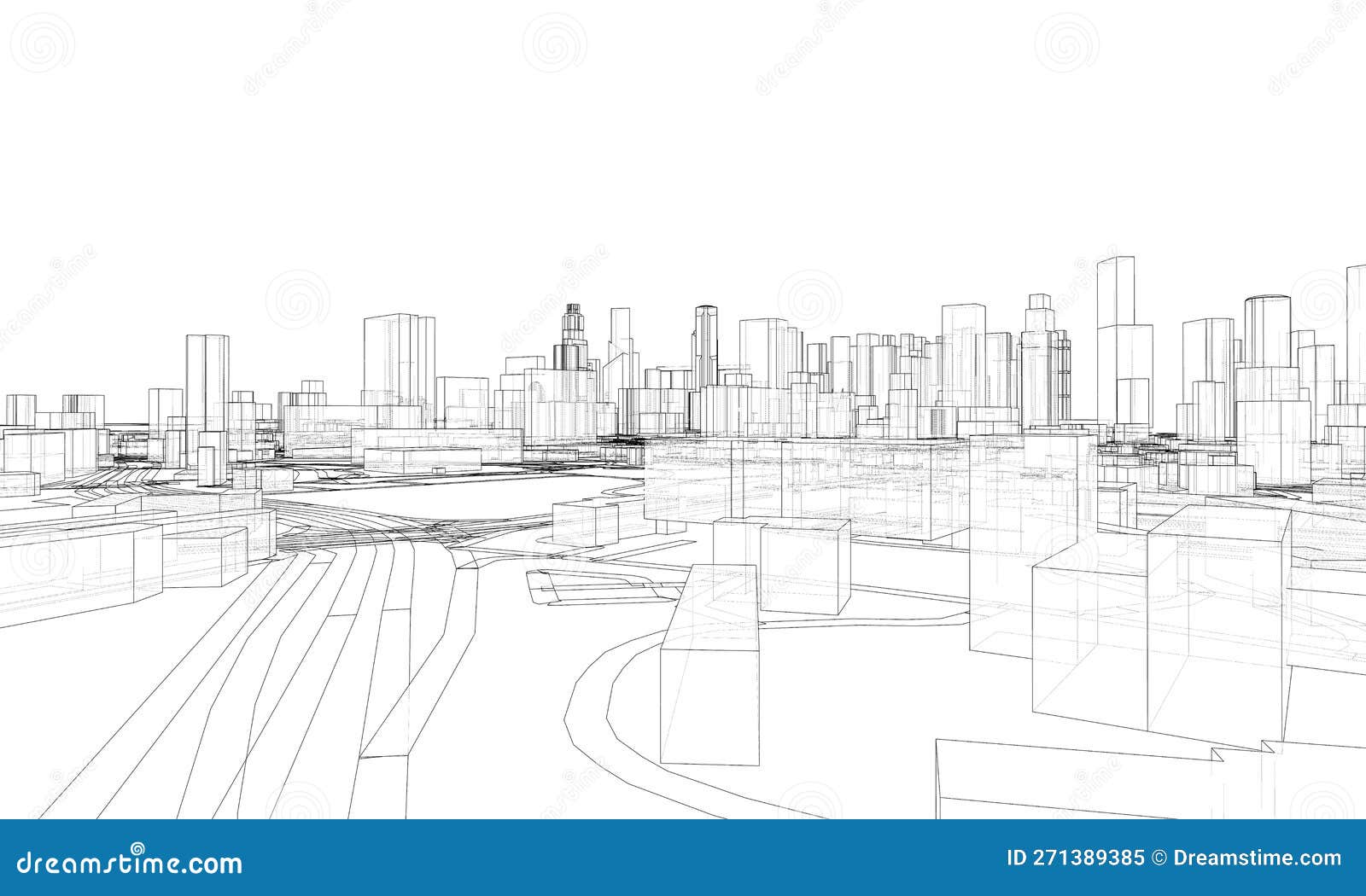 City View. Buildings and Streets Stock Illustration - Illustration of ...