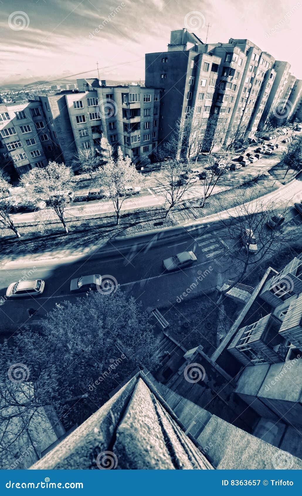 City view in fisheye stock image. Image of architecture - 8363657