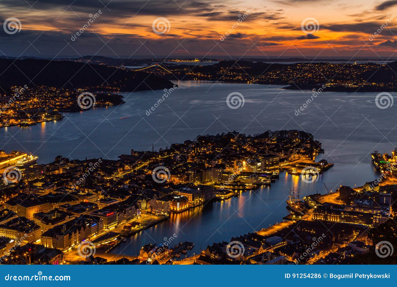 City View at Night from Above Stock Photo - Image of panoramic ...
