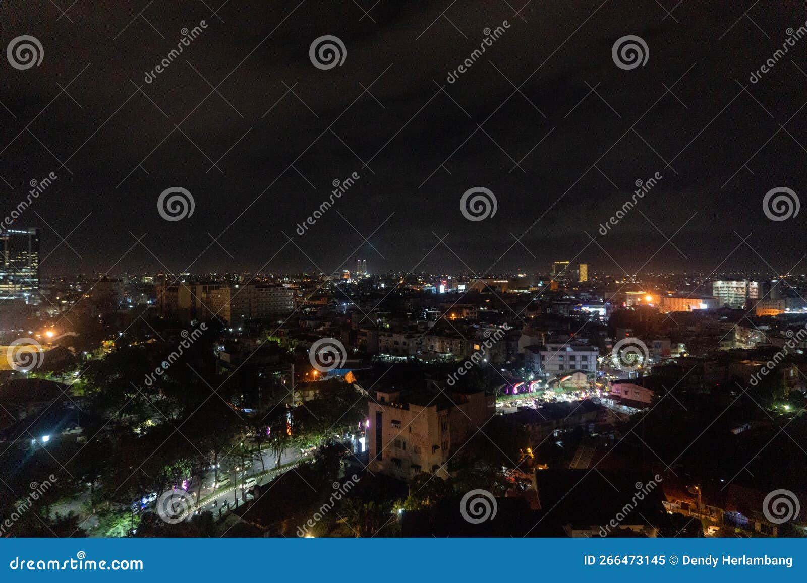 City View at Night with Sparkling Lights Stock Image - Image of aerial ...
