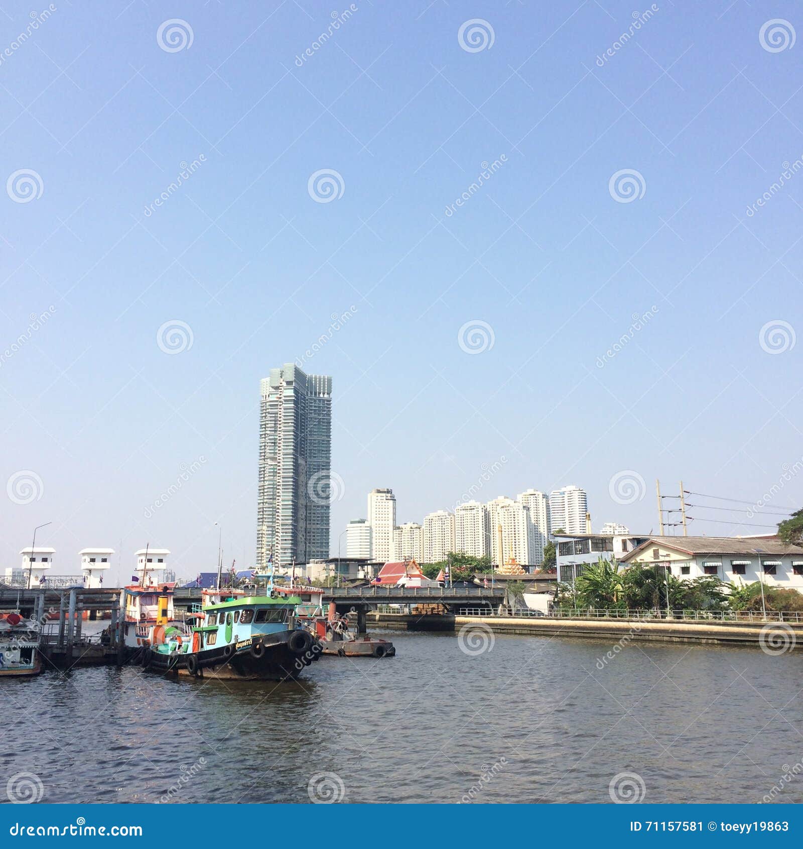 The city view by the river stock image. Image of house - 71157581