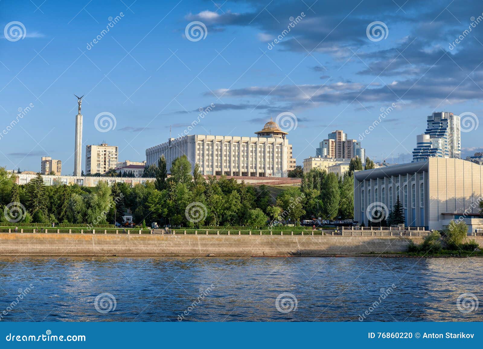 City View of Samara from Volga River. Russia. Stock Photo - Image of ...