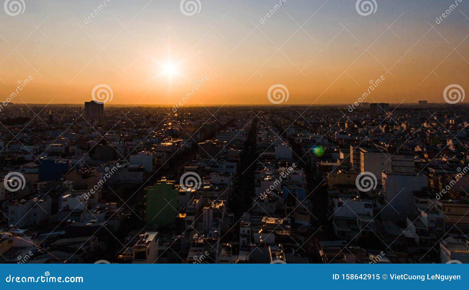 City view at sunset stock image. Image of view, sunset - 158642915