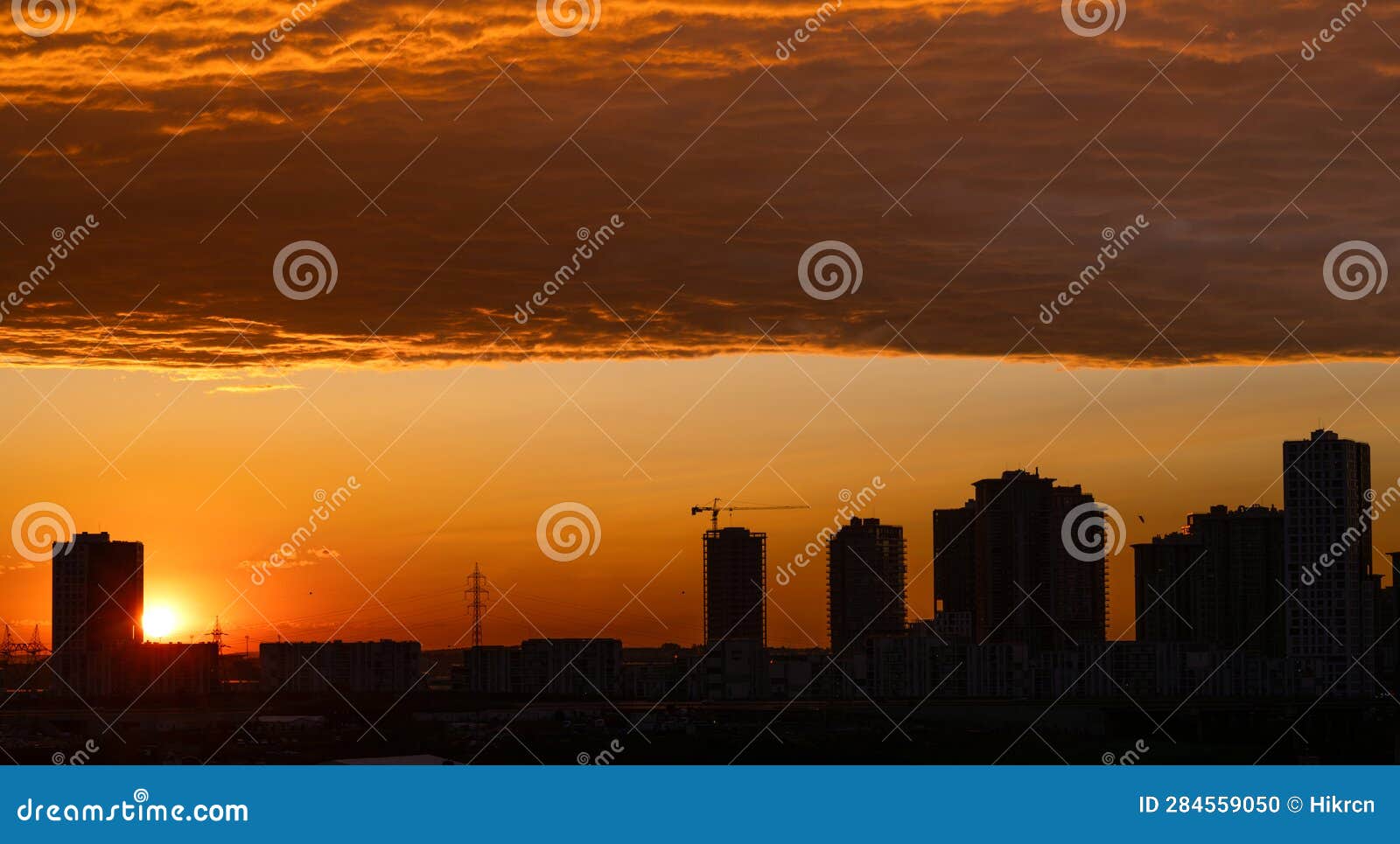 City view at sunset stock photo. Image of night, nature - 284559050