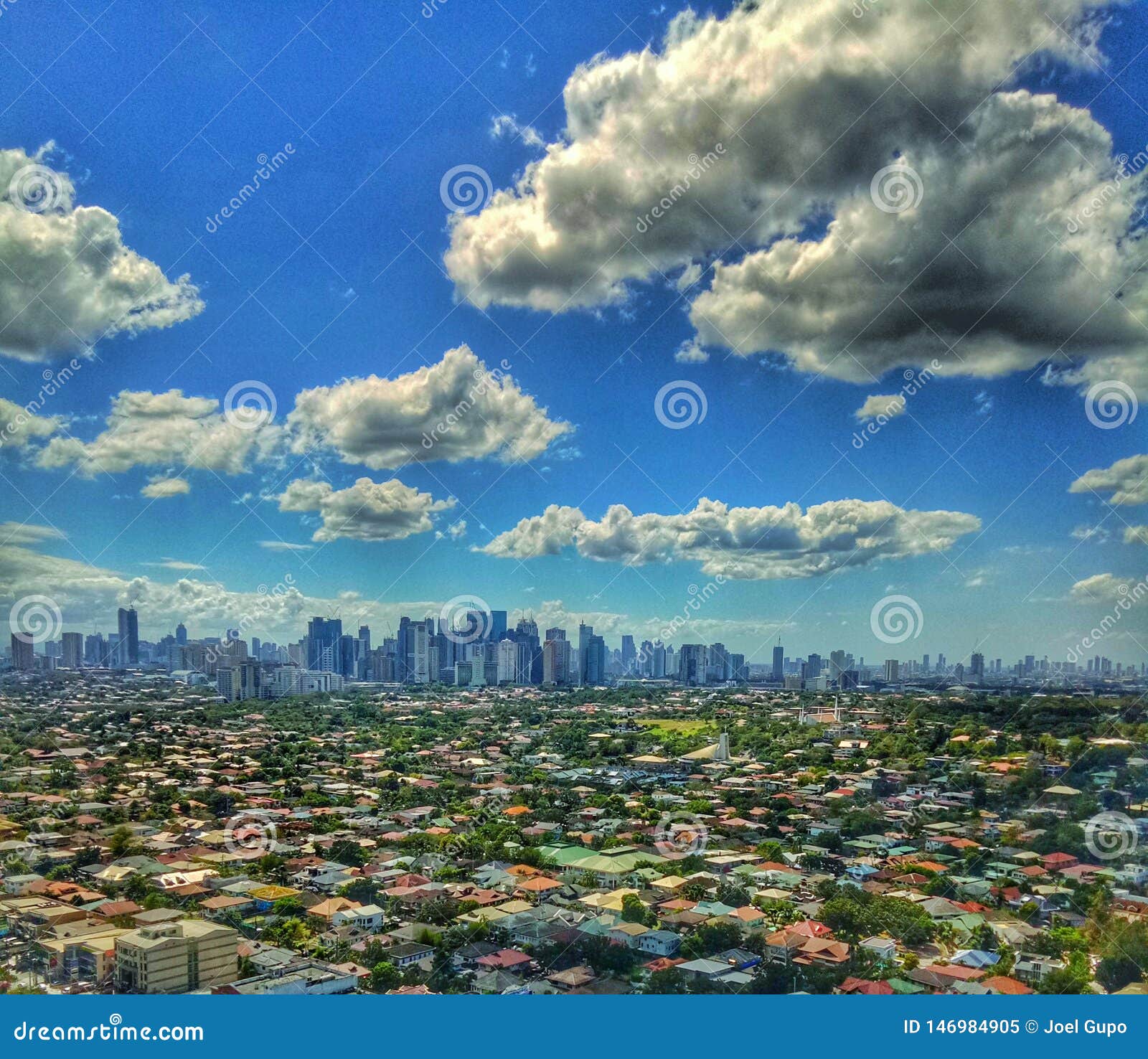 City view on top stock image. Image of view, clouds - 146984905