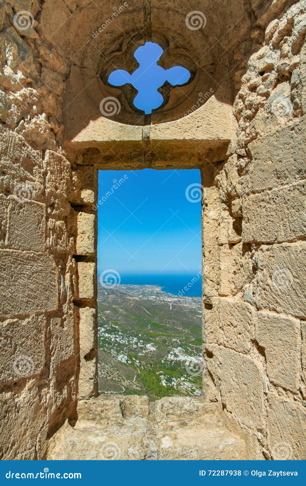 City View through the Window of an Ancient Fortress Stock Photo - Image ...