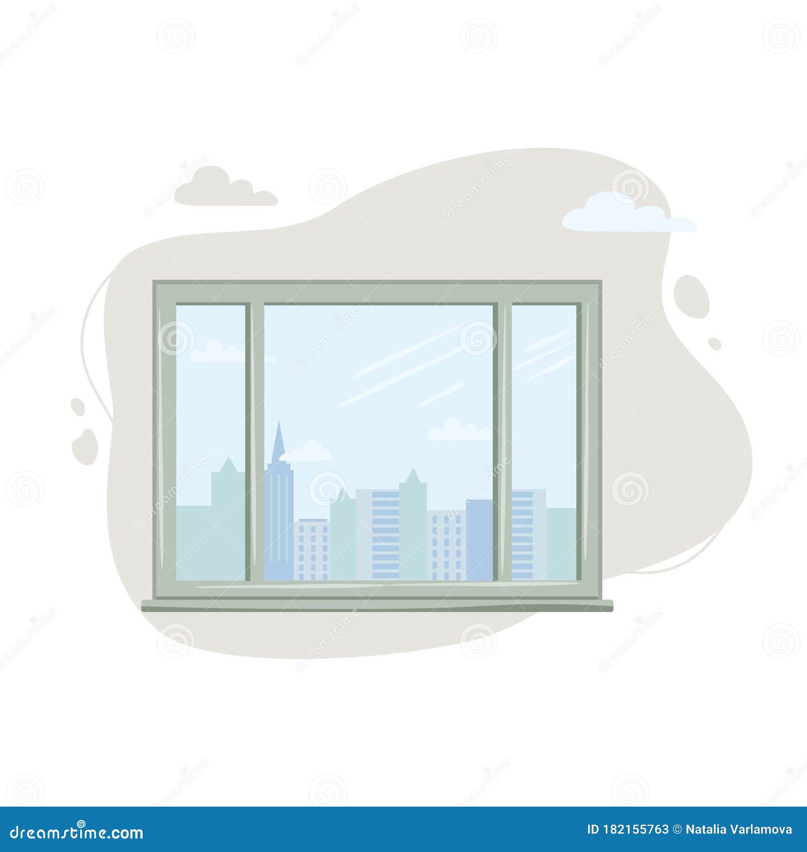 City view window stock vector. Illustration of home - 182155763