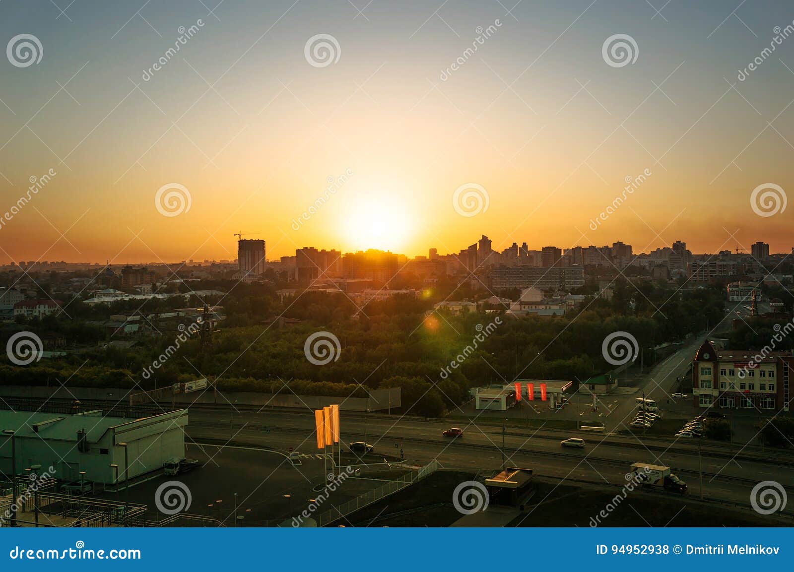 City during warm sunset editorial stock photo. Image of industrial ...