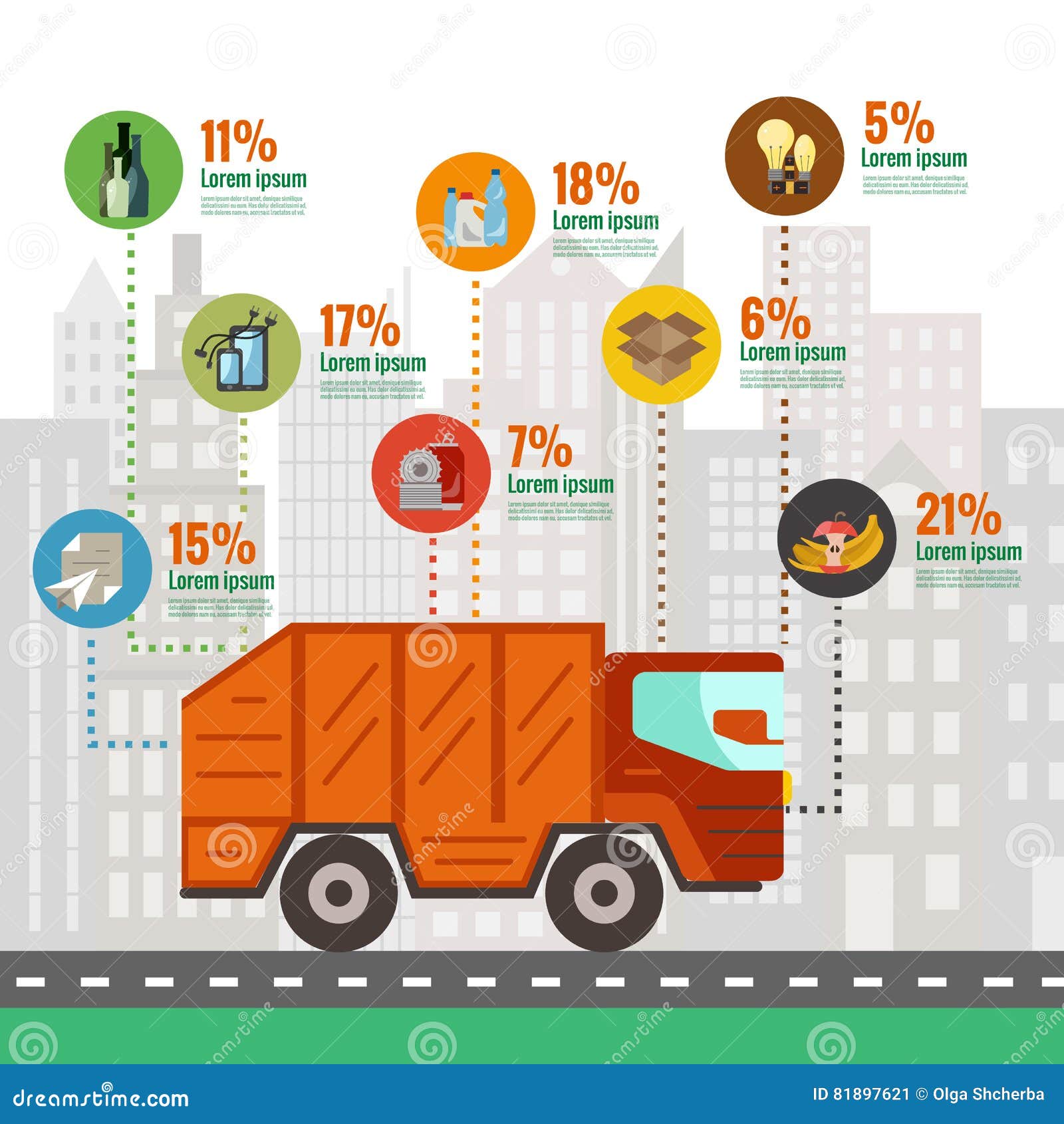 City Waste Recycling Infographic Stock Vector - Illustration of recycle ...