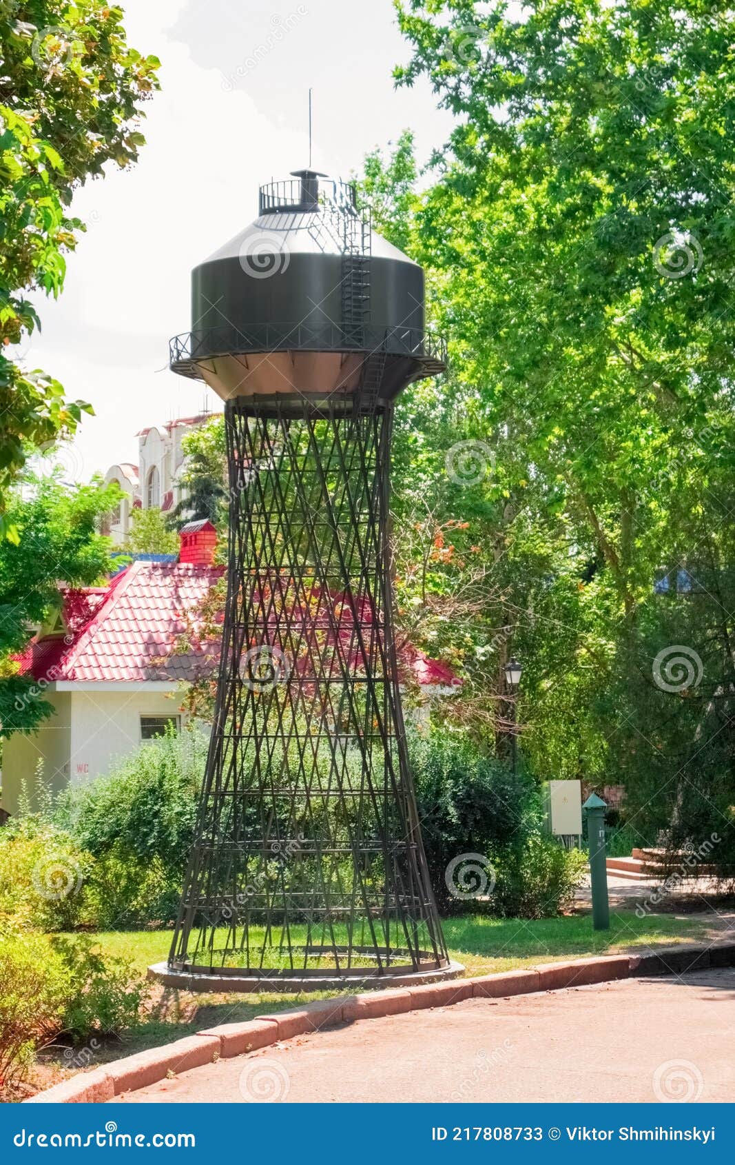 City Water Tower Layout in the Park. Stock Image - Image of layout ...
