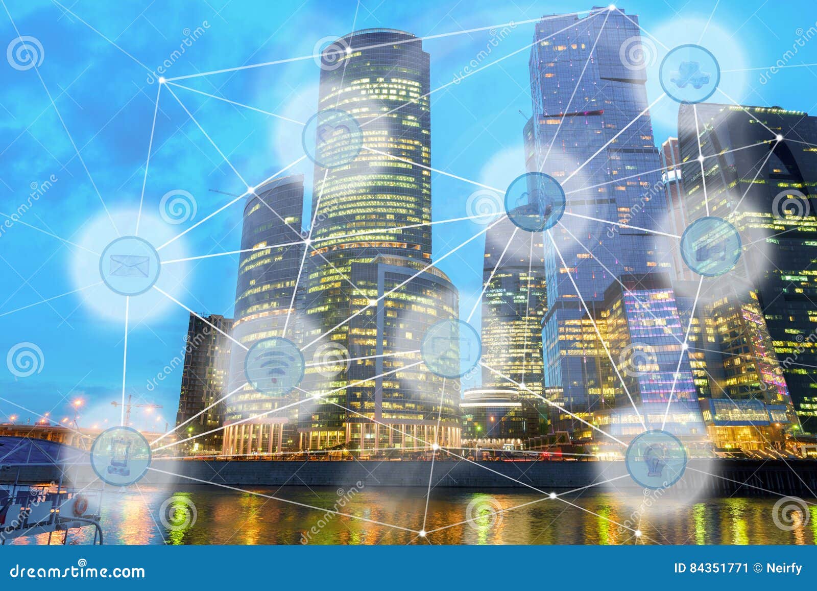 City and Wireless Communication Network Stock Image - Image of home ...