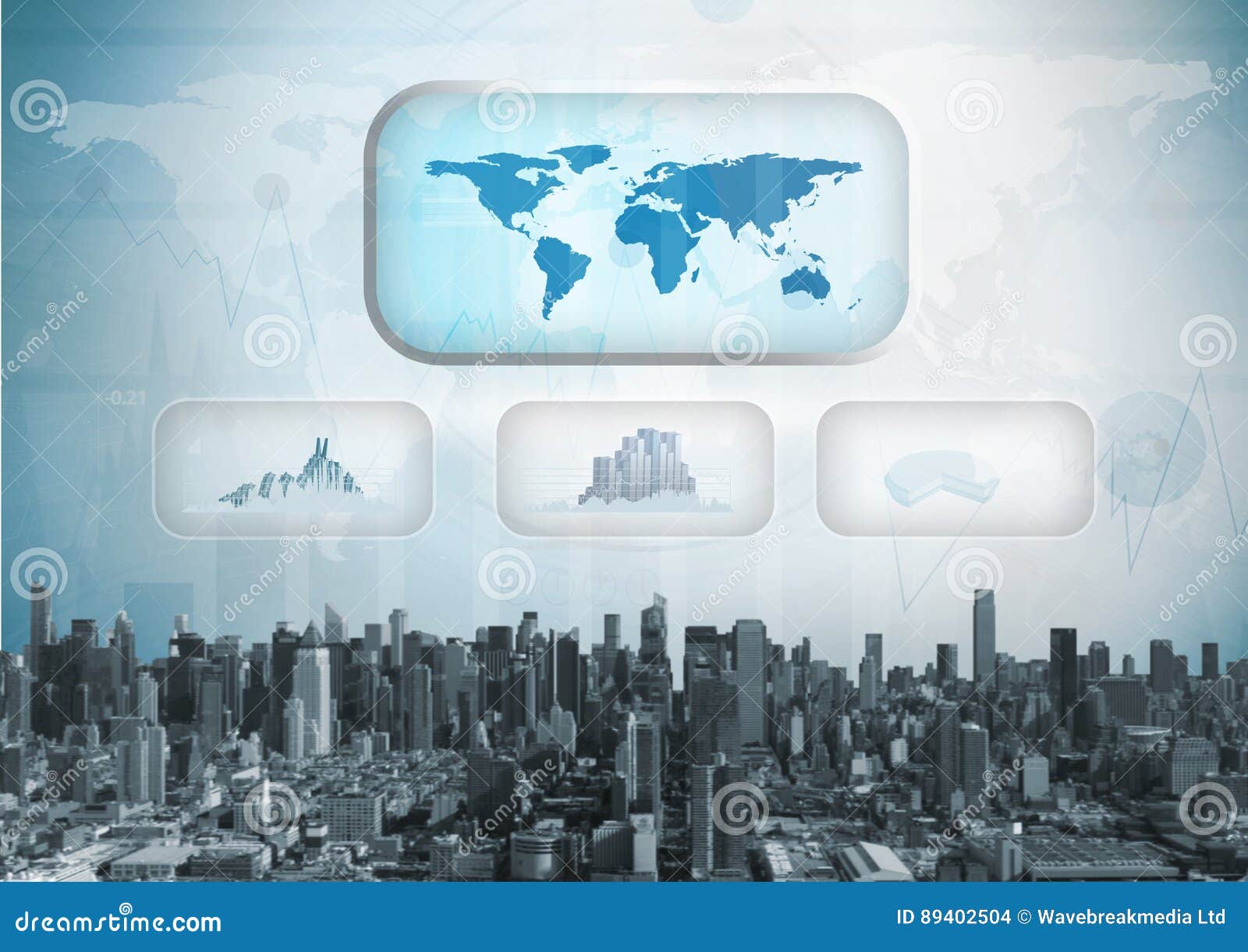 City with world map stock illustration. Illustration of world - 89402504