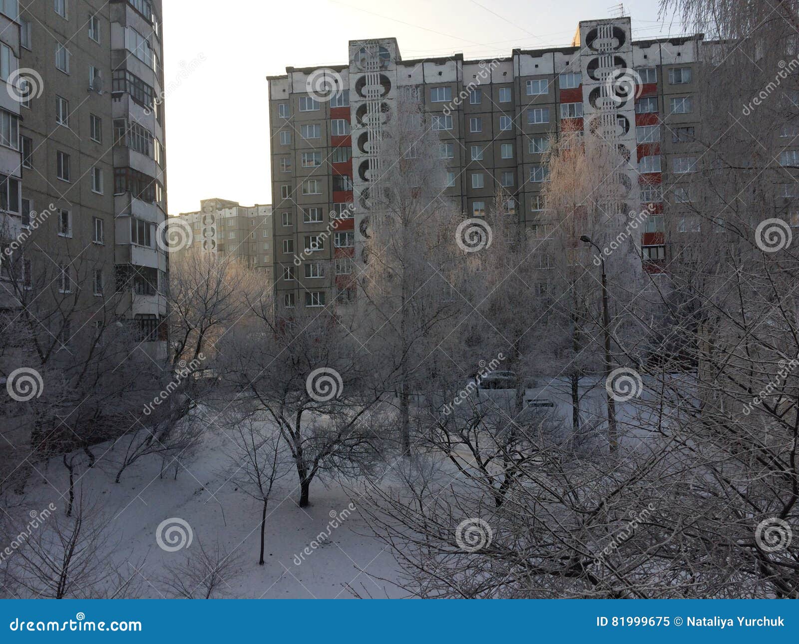 City yard view in winter stock image. Image of outside - 81999675