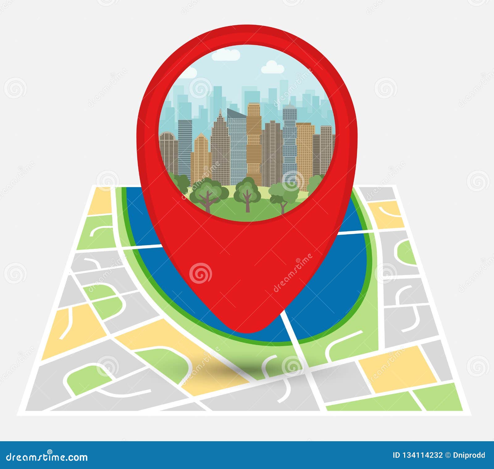 Map of an Imaginary City with Point Stock Vector - Illustration of ...