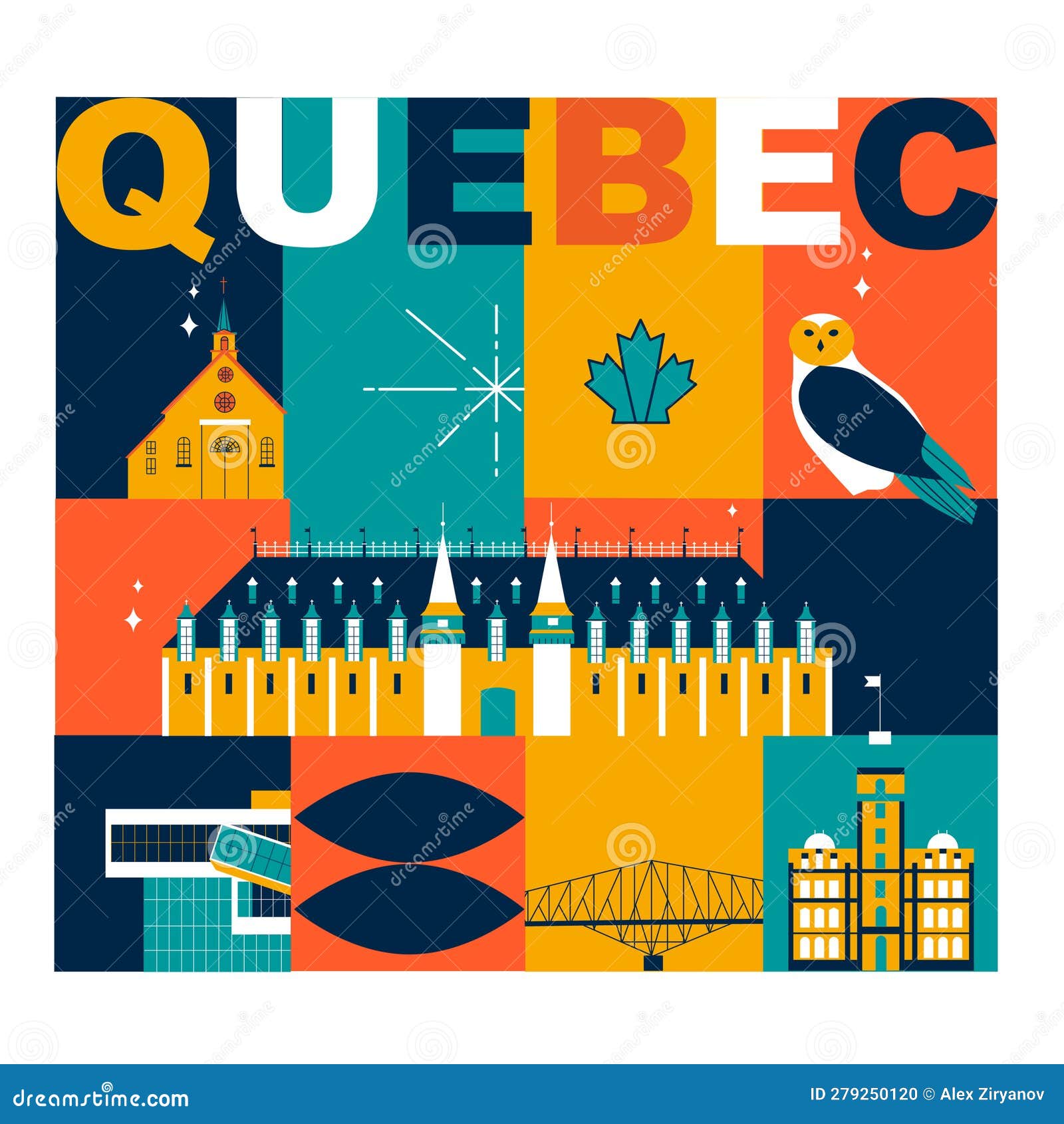 Typography Word Quebec Vector Branding Technology Concept Stock Vector ...