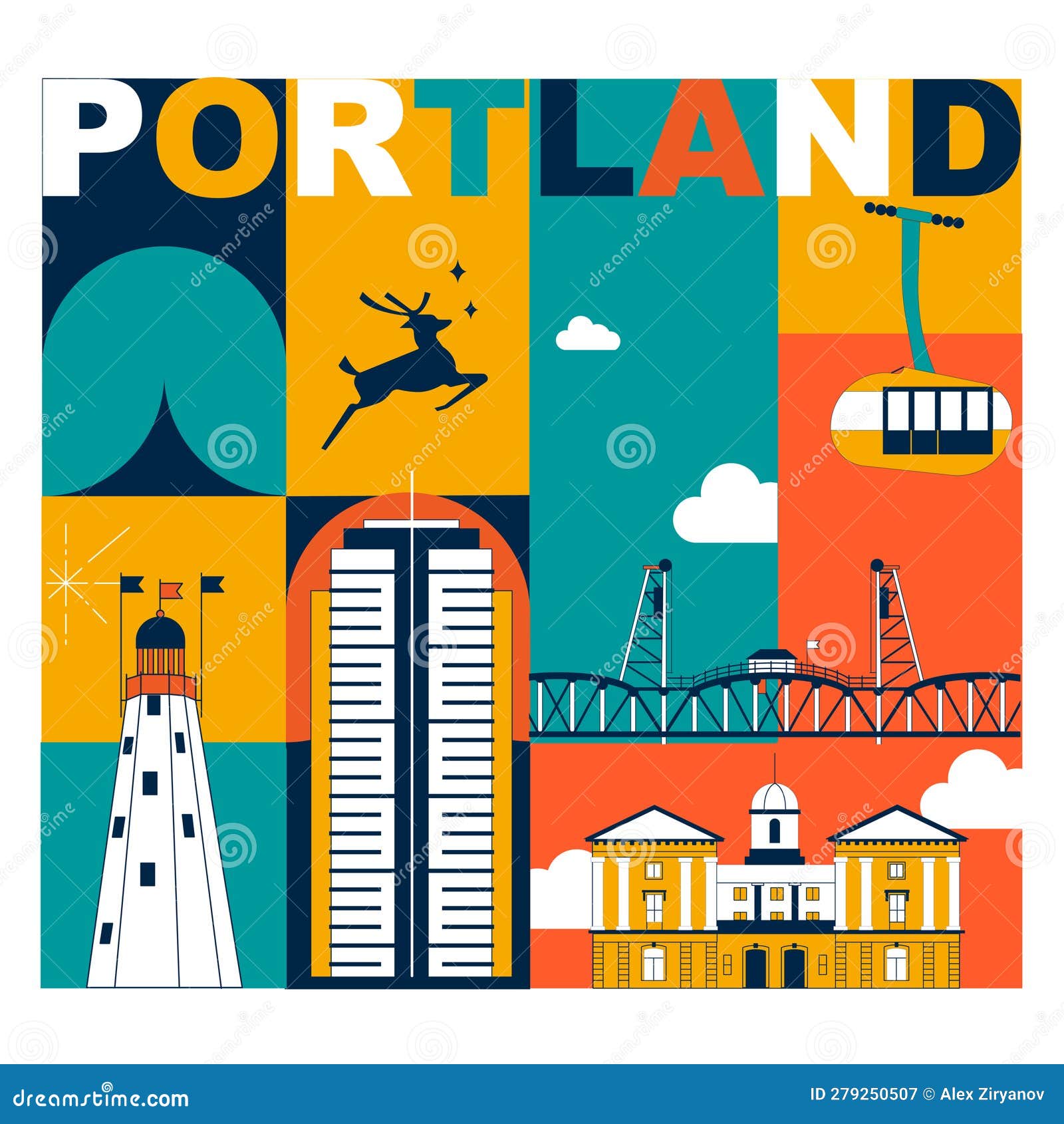 Typography Word "Portland" Branding Vector Technology Concept Stock ...
