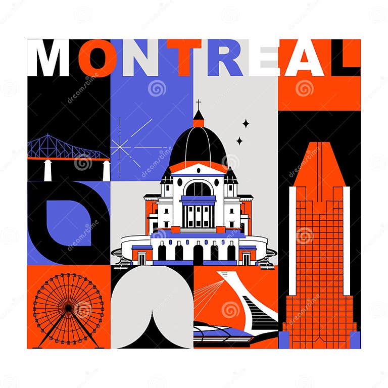 Typography Word "Montreal" Branding Technology Concept Vector ...
