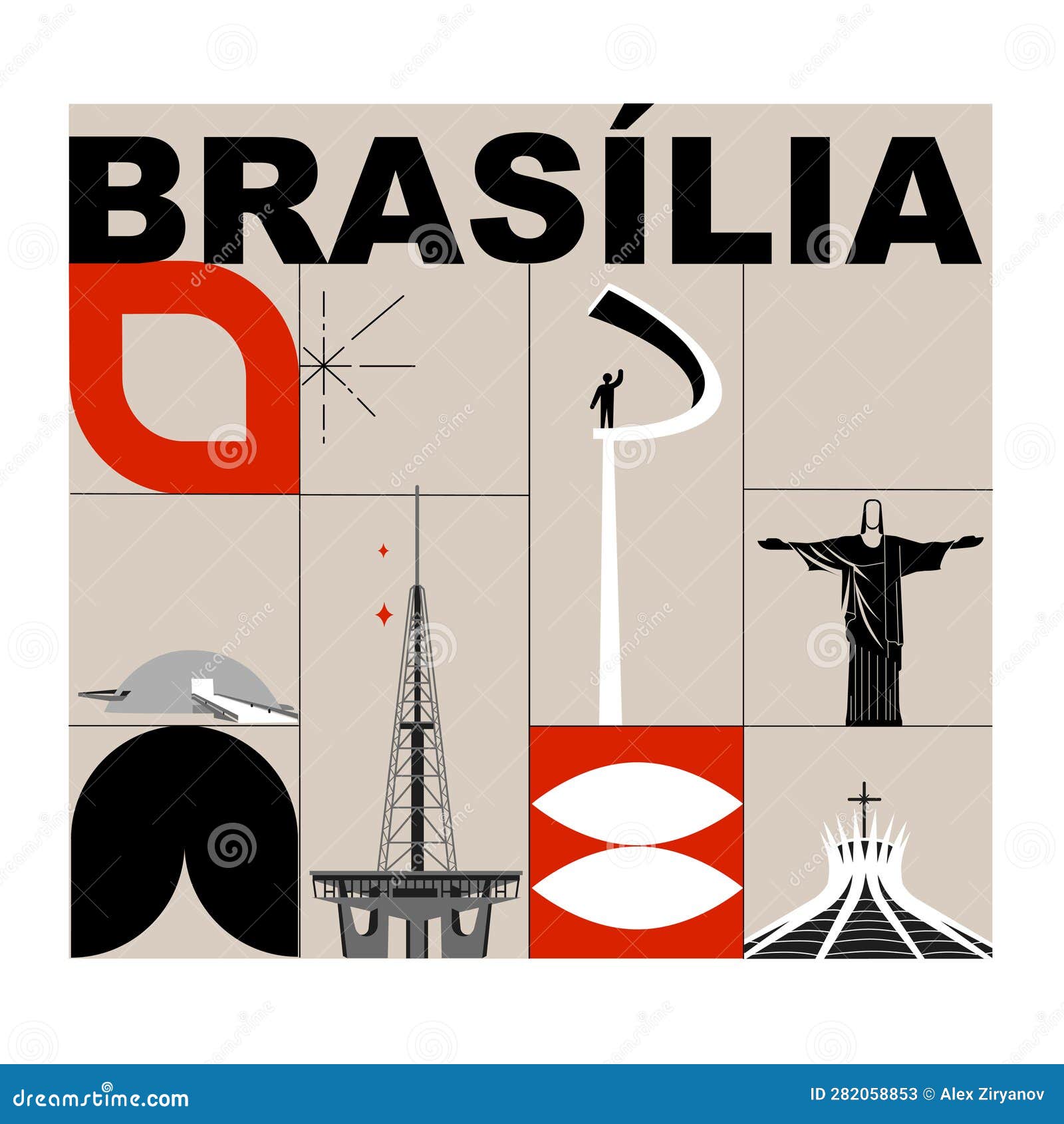 Typography Word "Brasilia" Branding Technology Concept Vector ...