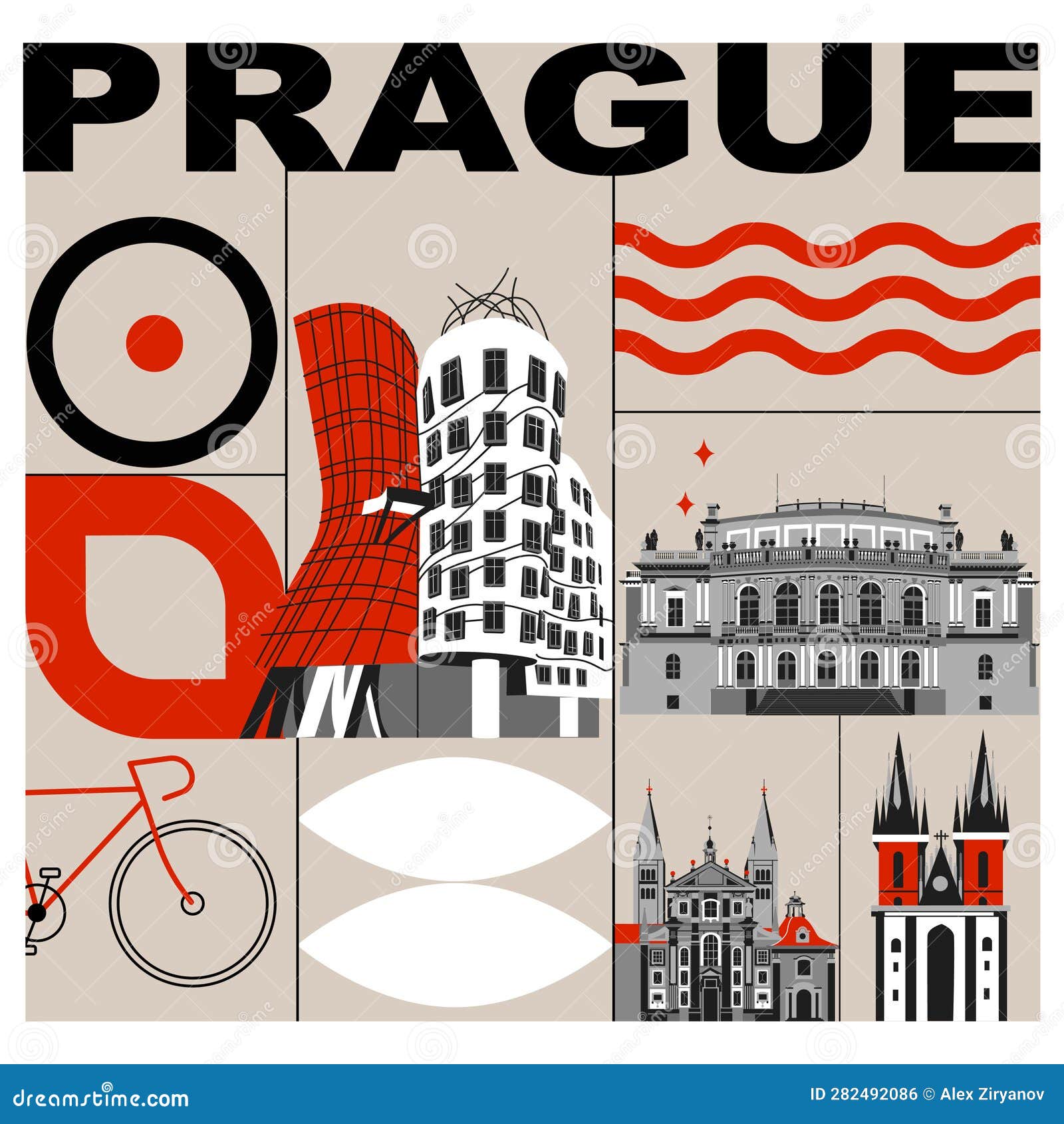 Prague Culture Travel Set Vector Illustration Stock Illustration ...