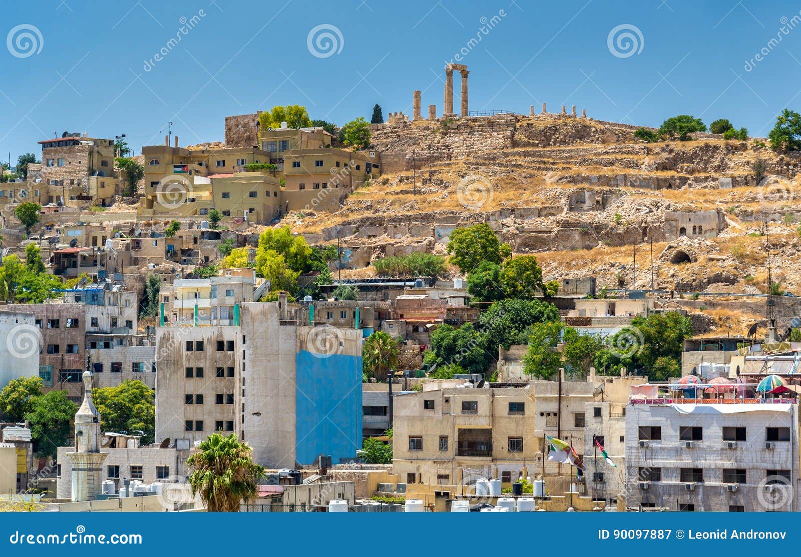 Cityscape of Amman with the Citadel, Jordan Stock Image - Image of high ...