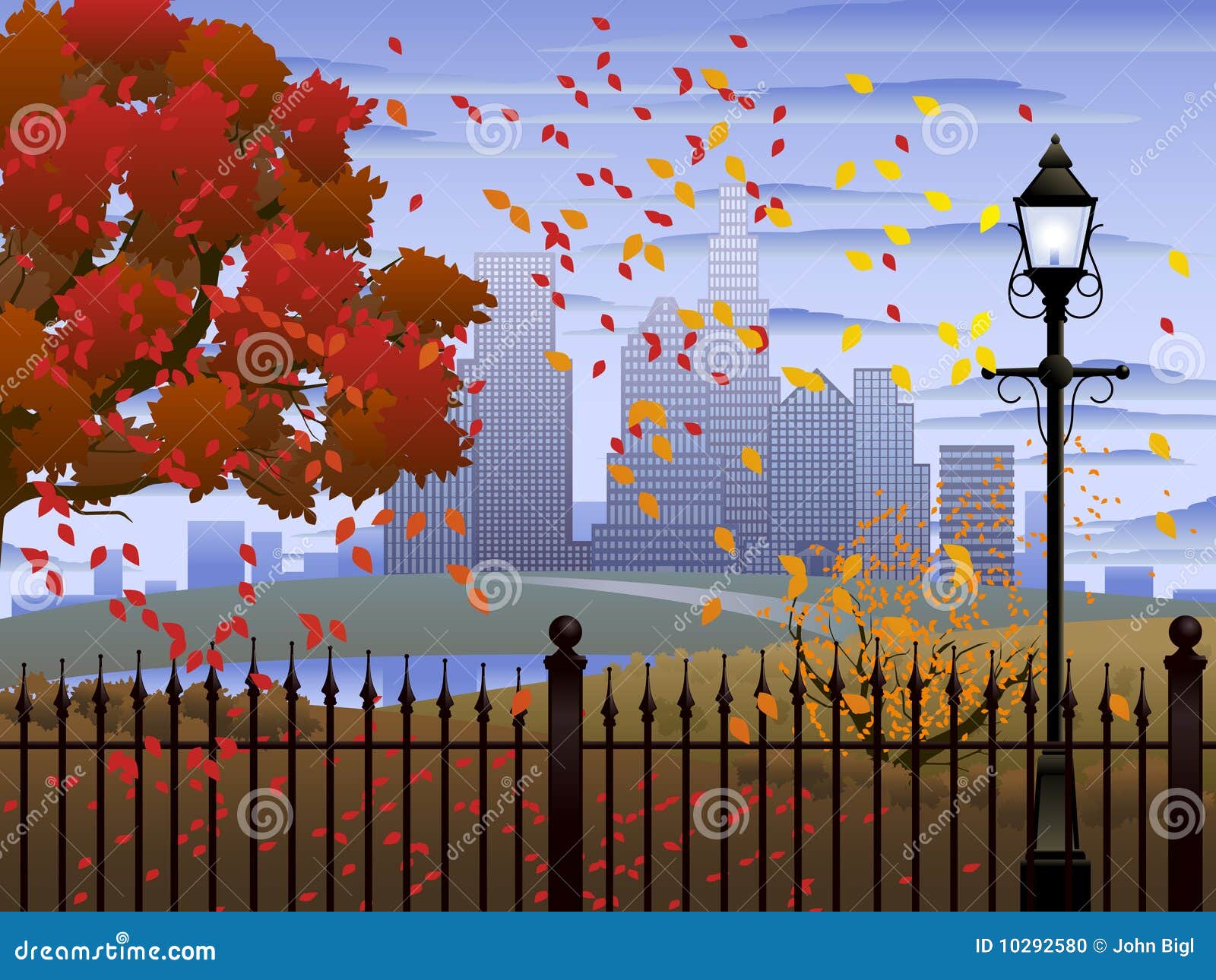 Cityscape autumn park stock vector. Illustration of vector - 10292580