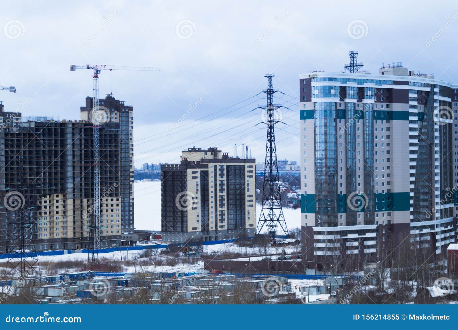 Cityscape with Big Buildings. Landscape with High Constructions Stock ...