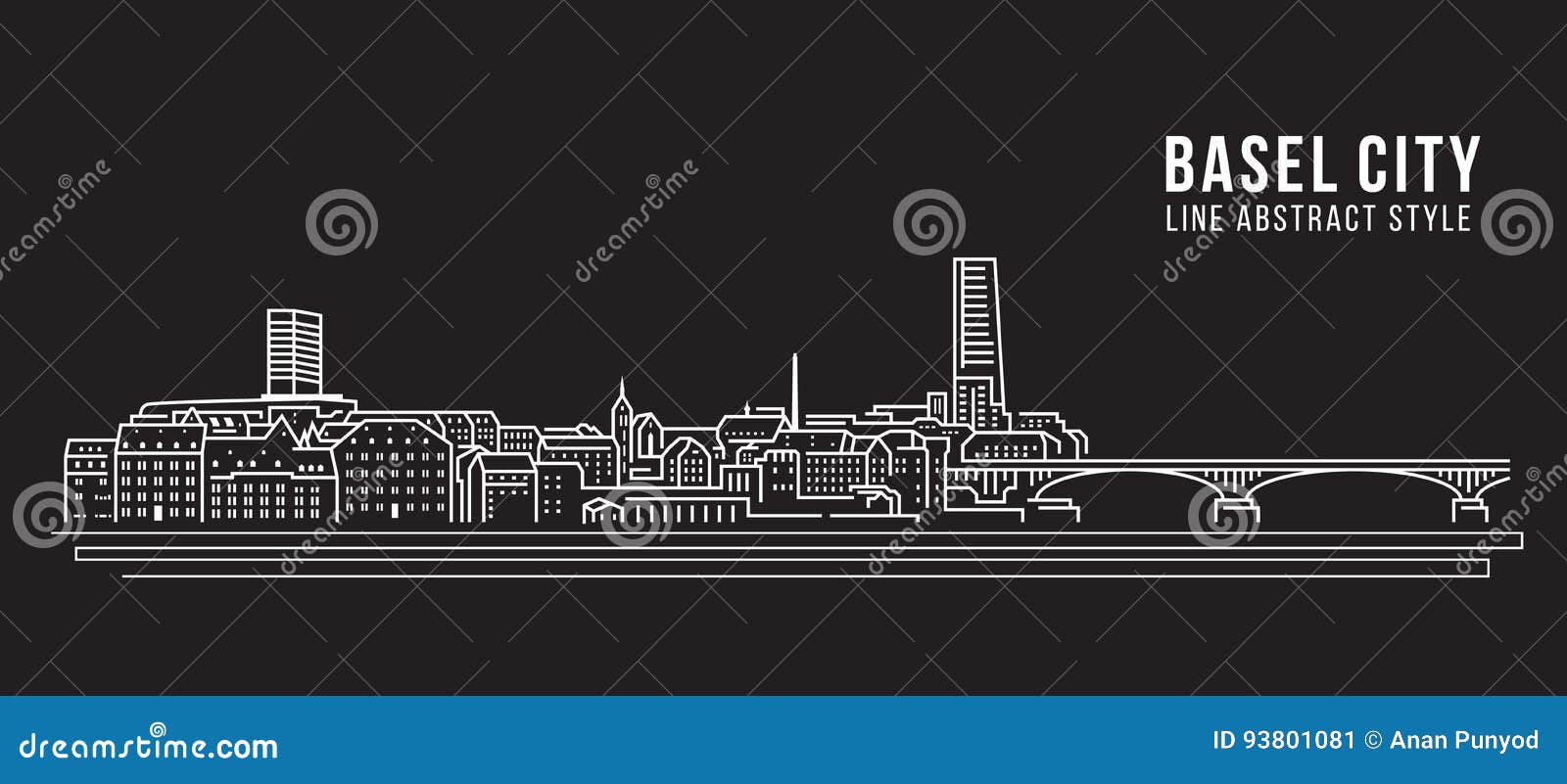 Cityscape Building Line Art Vector Illustration Design - Basel City ...