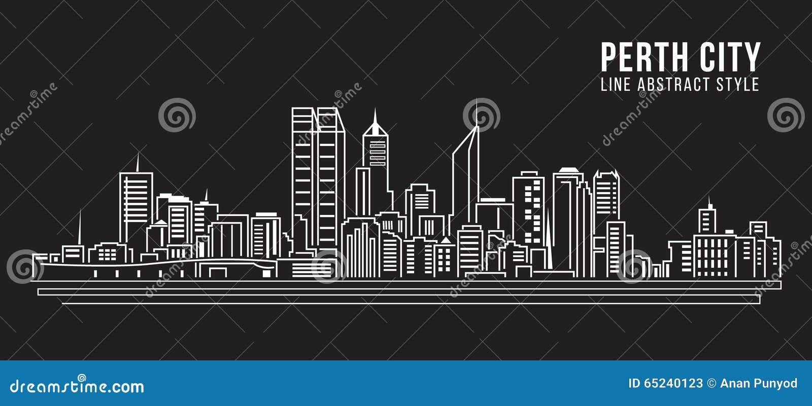 Cityscape Building Line Art Vector Illustration Design - Perth City ...
