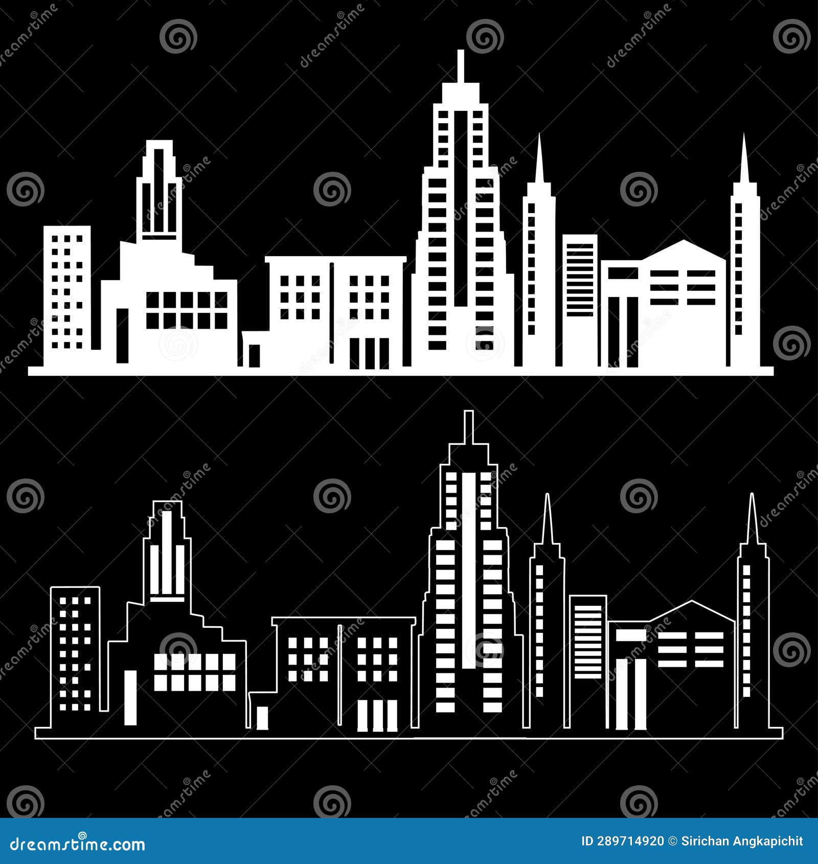 Cityscape with Buildings in Flat Style. Stock Vector - Illustration of ...