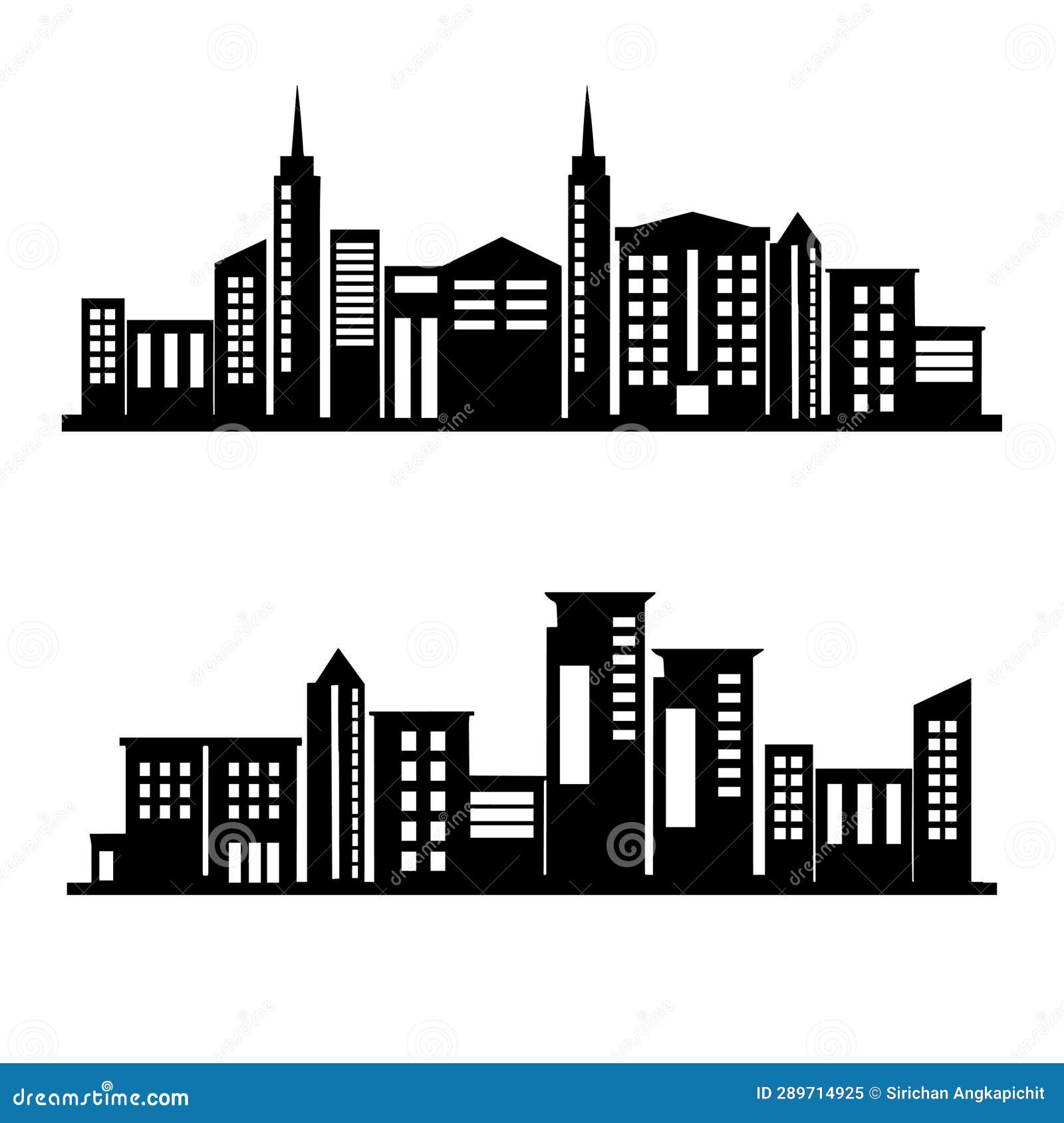 Cityscape with Buildings in Flat Style. Stock Vector - Illustration of ...