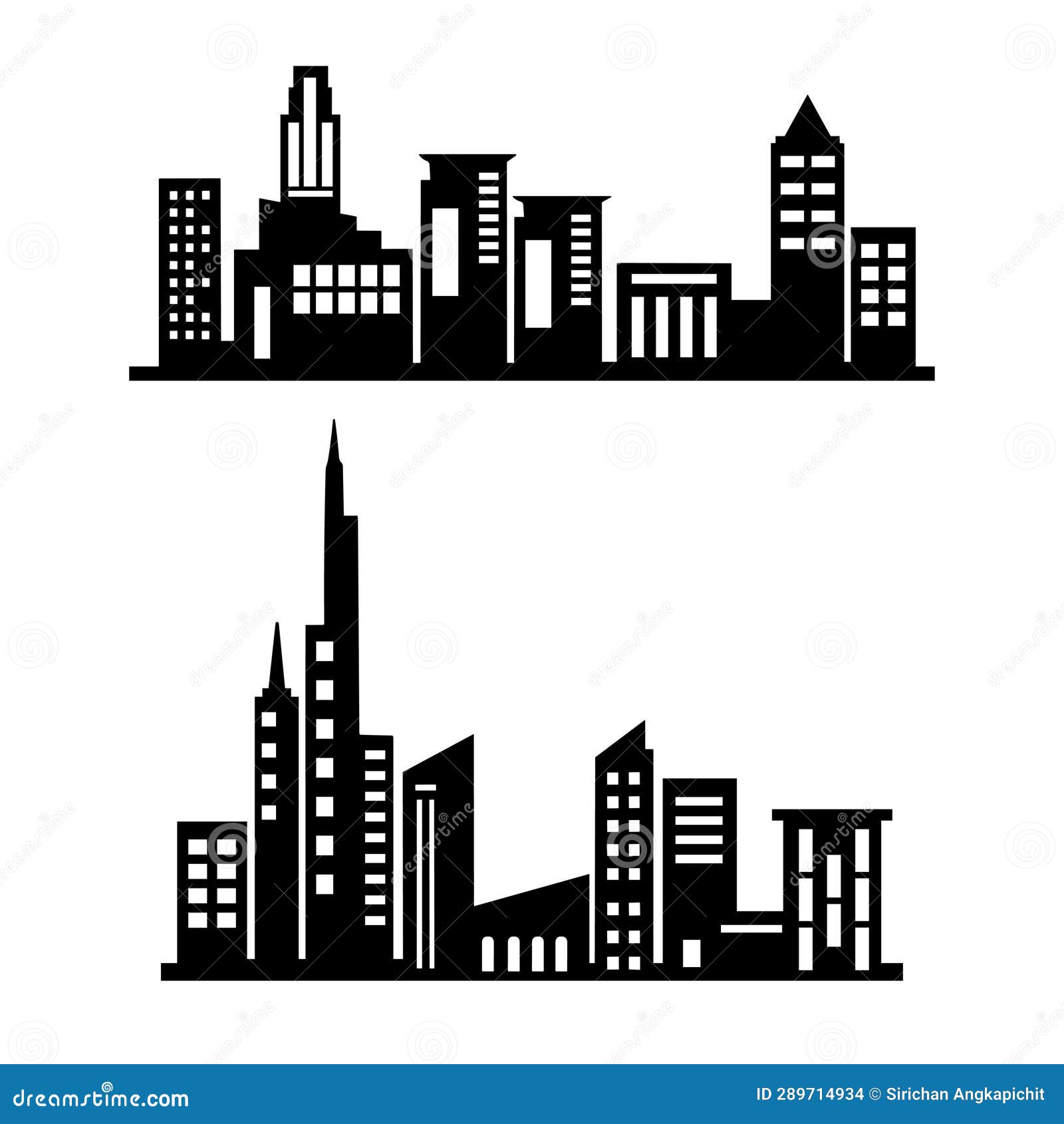 Cityscape with Buildings in Flat Style. Stock Illustration ...