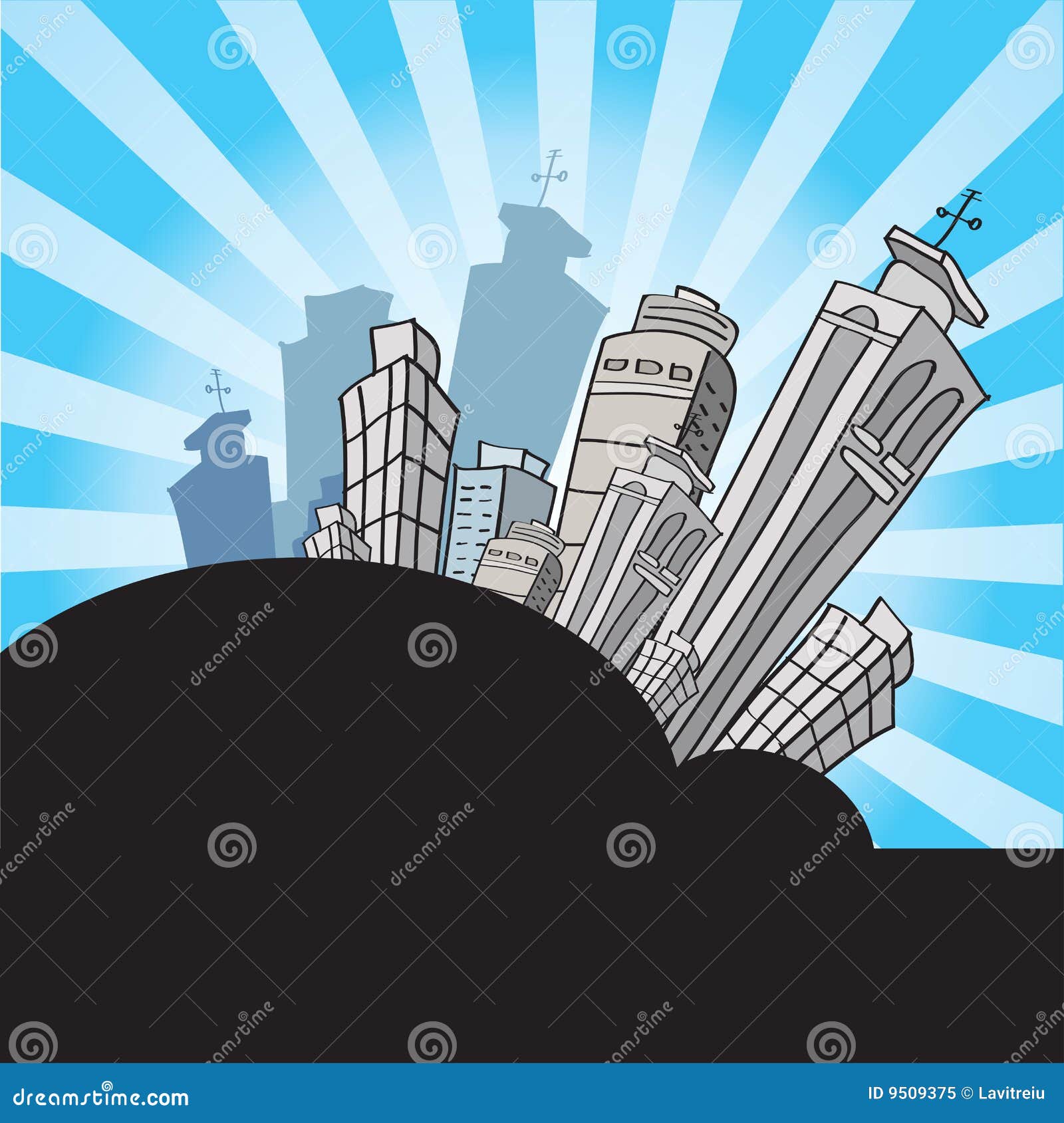 Cityscape cartoon stock vector. Illustration of town, graphic - 9509375