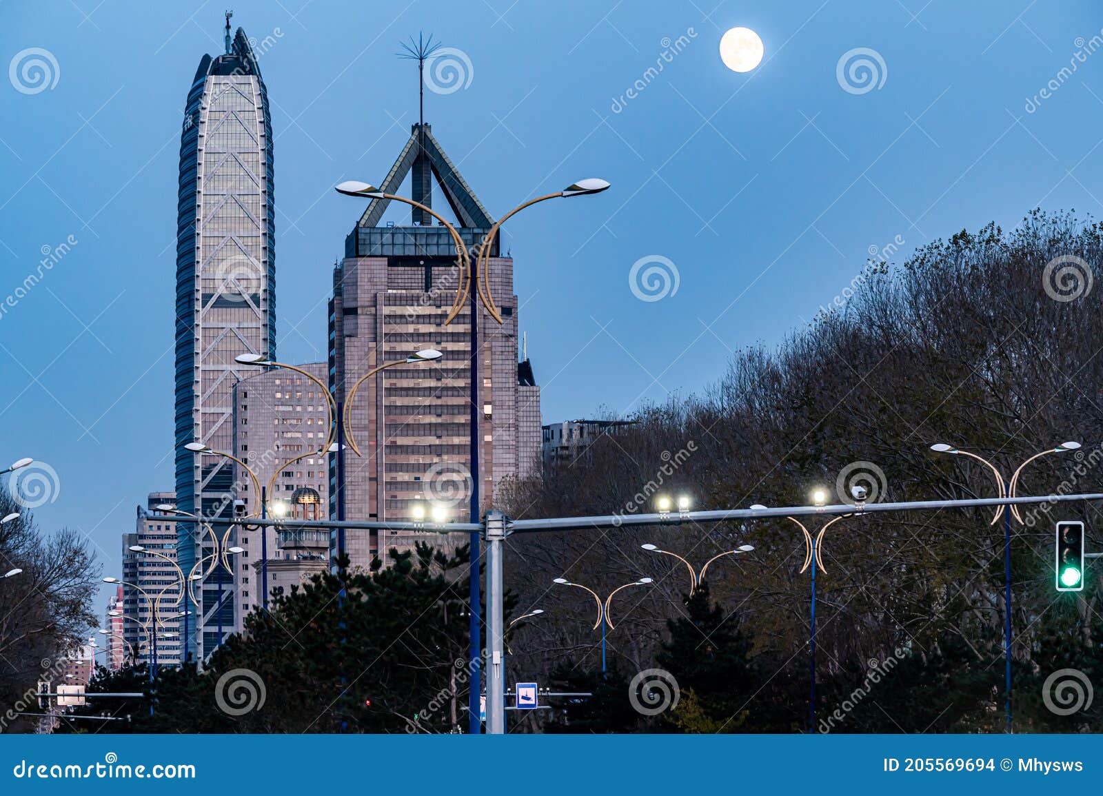 Cityscape of Changchun City in Moonlight Stock Photo - Image of ...