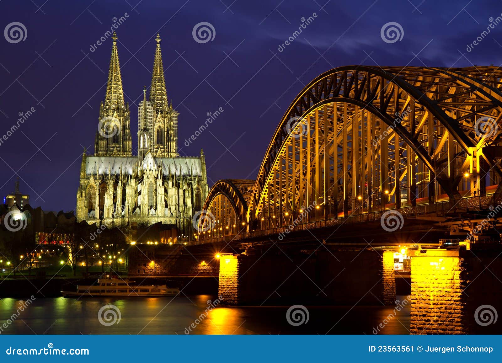 Cityscape of Cologne at Twilight Stock Image - Image of architecture ...